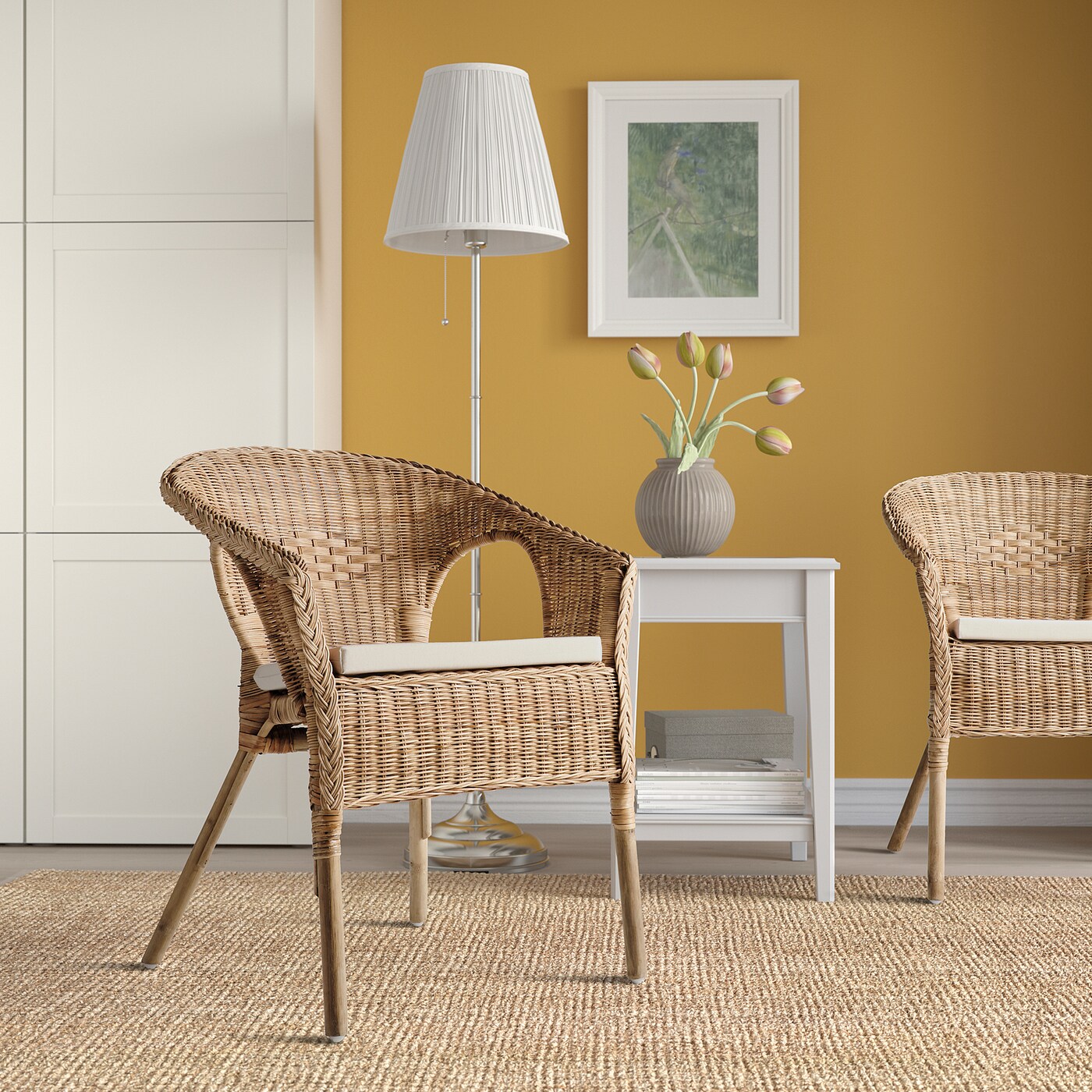 AGEN armchair with cushion rattan Norna natural IKEA