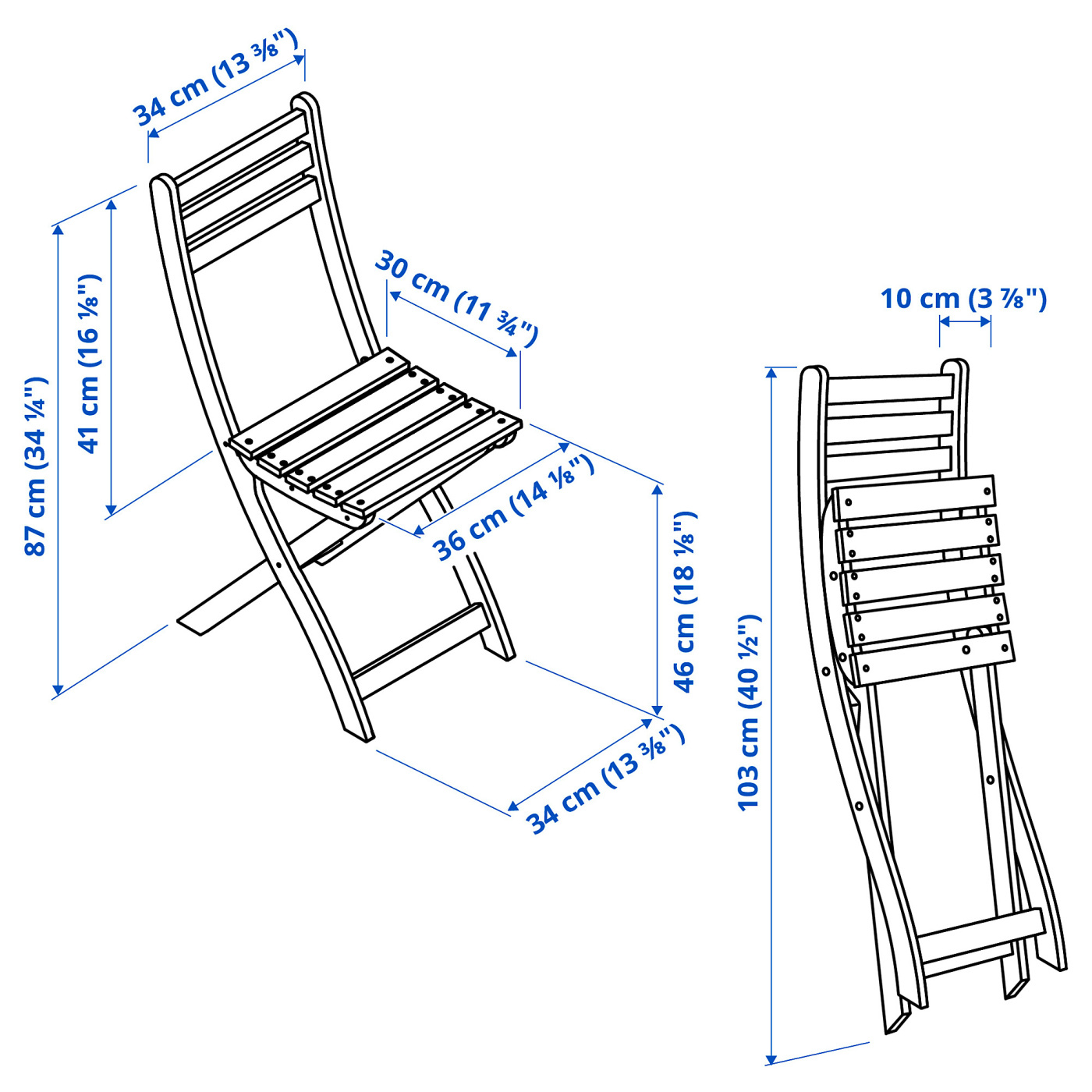 ASKHOLMEN chair, outdoor foldable acacia - IKEA