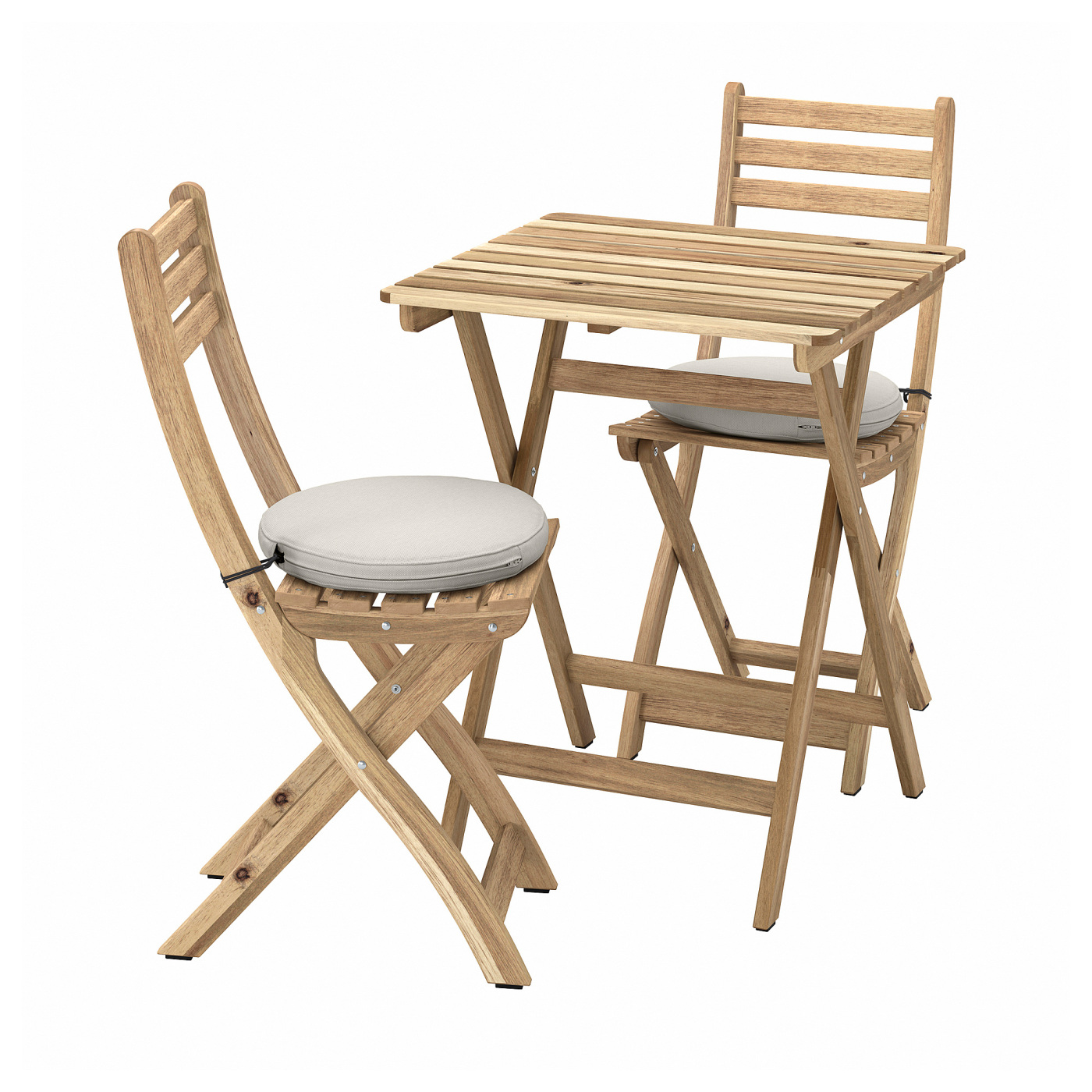 ASKHOLMEN table+2 folding chairs, outdoor acacia/Frösön/Duvholmen beige ...