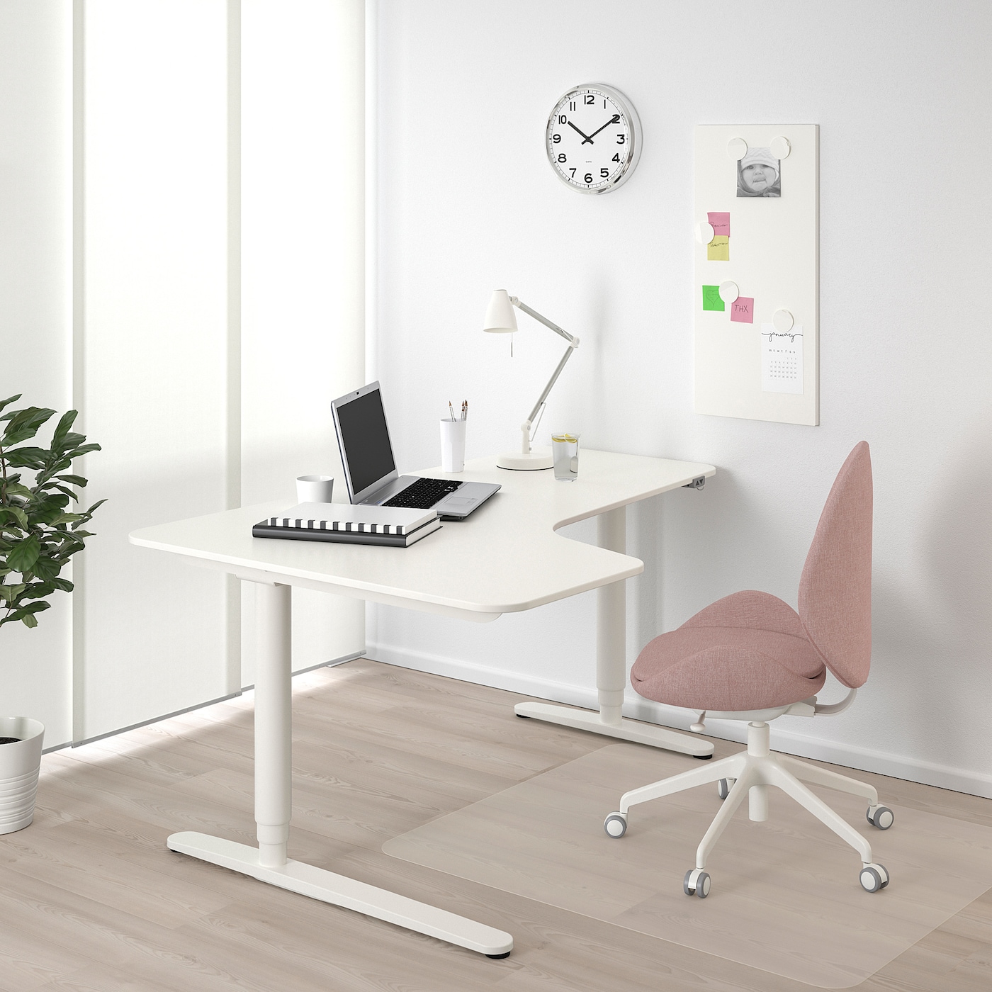 BEKANT corner desk left sit stand white IKEA