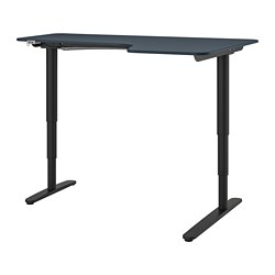 BEKANT corner desk right sit/stand black stained ash veneer white - IKEA