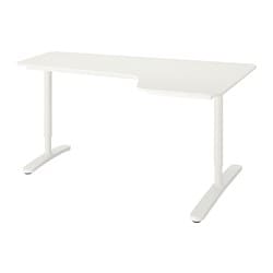 BEKANT corner desk right black stained ash veneer/white - IKEA