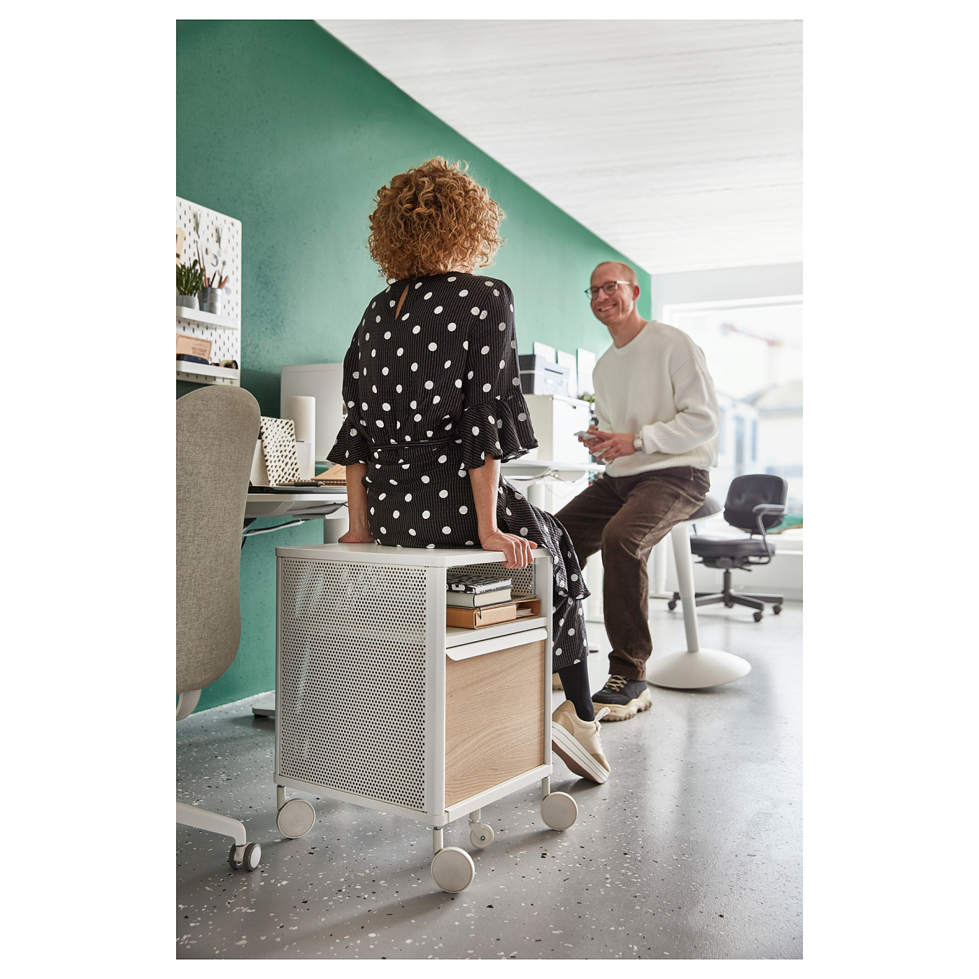 BEKANT storage unit with smart lock mesh white - IKEA
