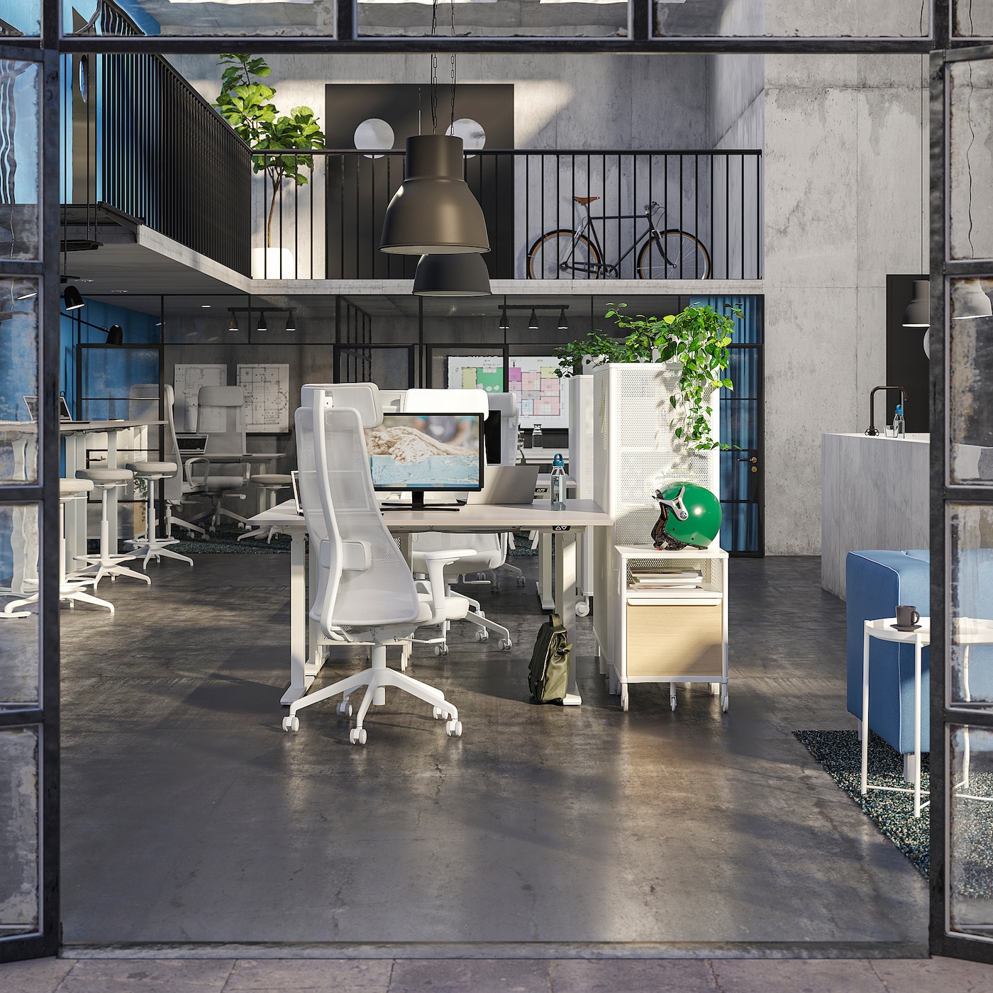 BEKANT storage unit with smart lock mesh white - IKEA