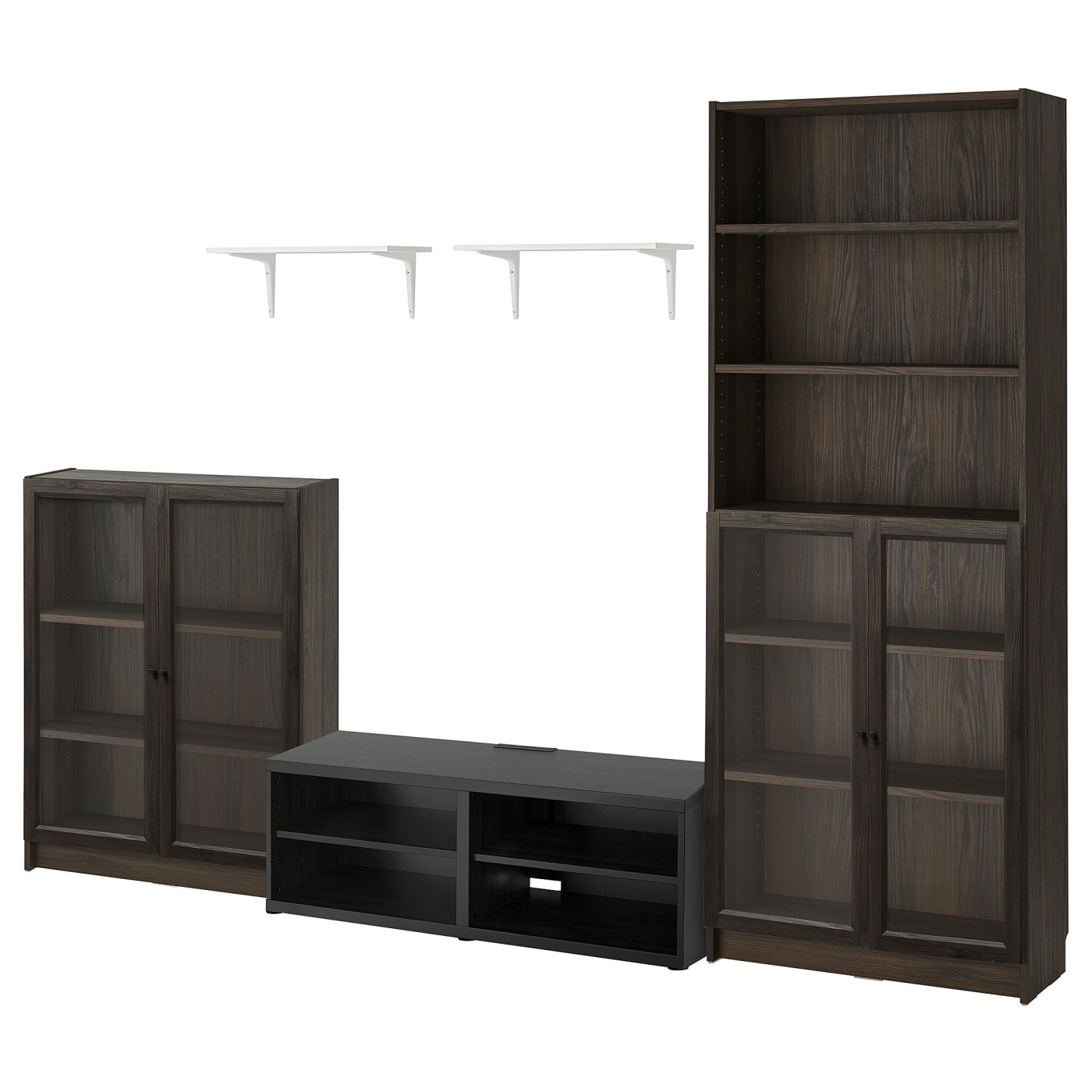 BILLY / BESTÅ TV bench dark brown/oak effect - IKEA
