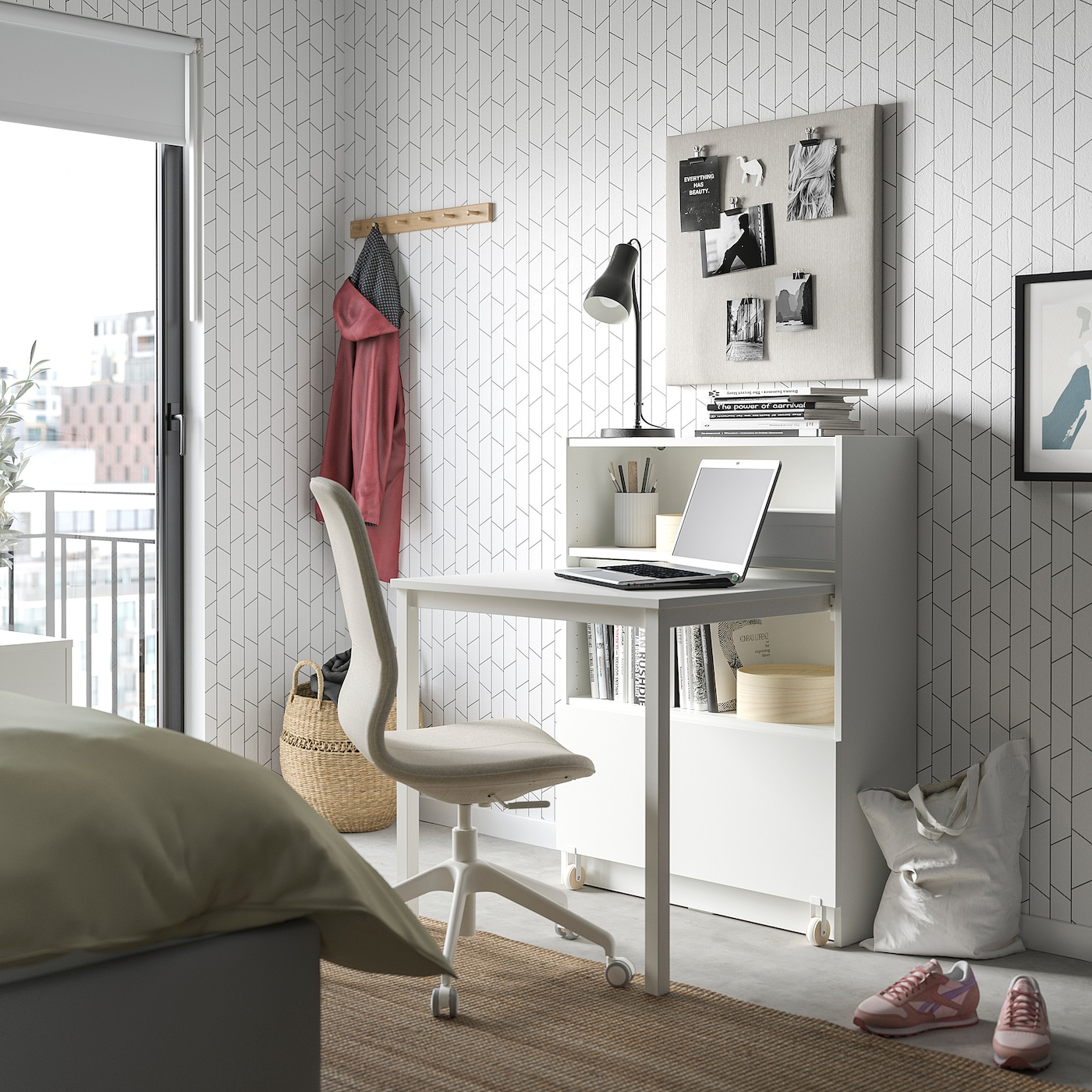 BILLY bookcase with desk and drawer white - IKEA