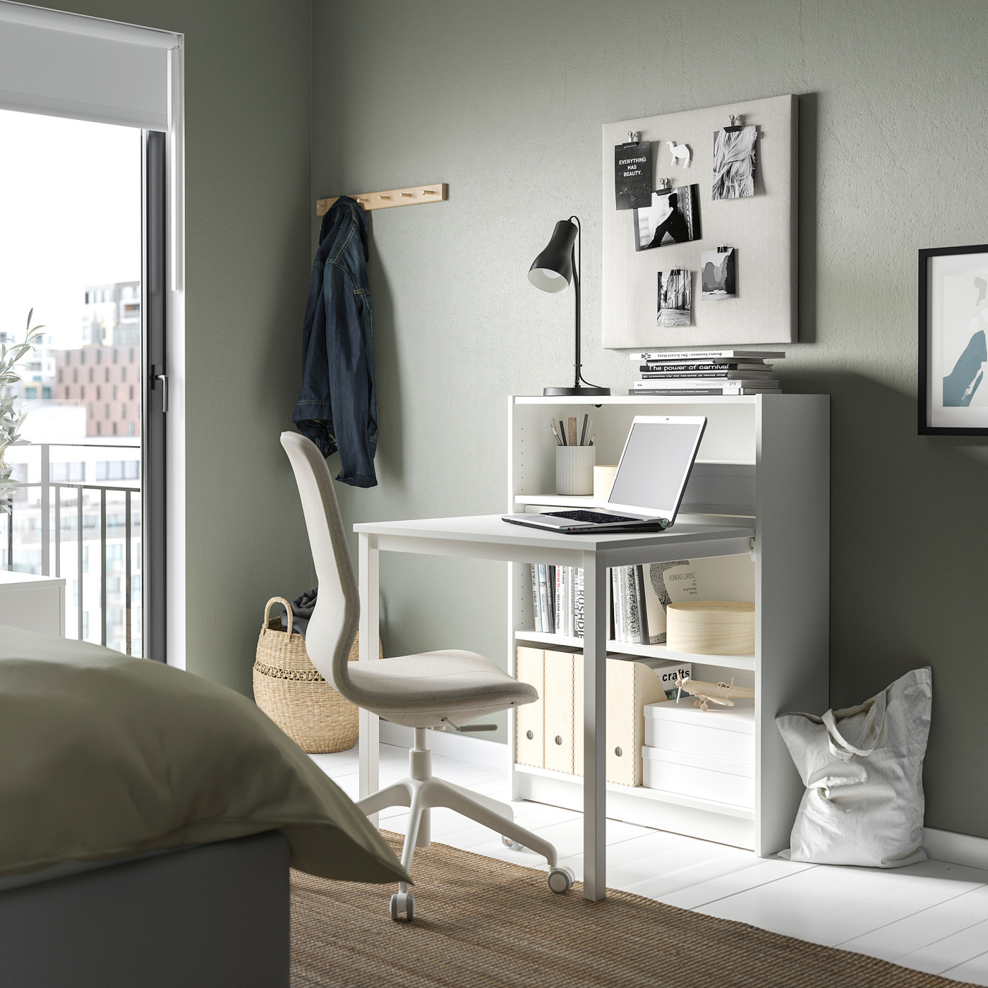 BILLY Bookcase with desk white - IKEA