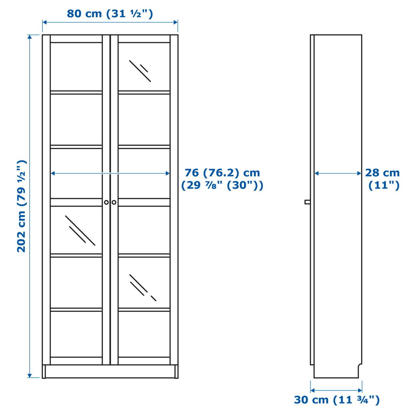 BILLY bookcase with glass-doors grey/metallic effect - IKEA
