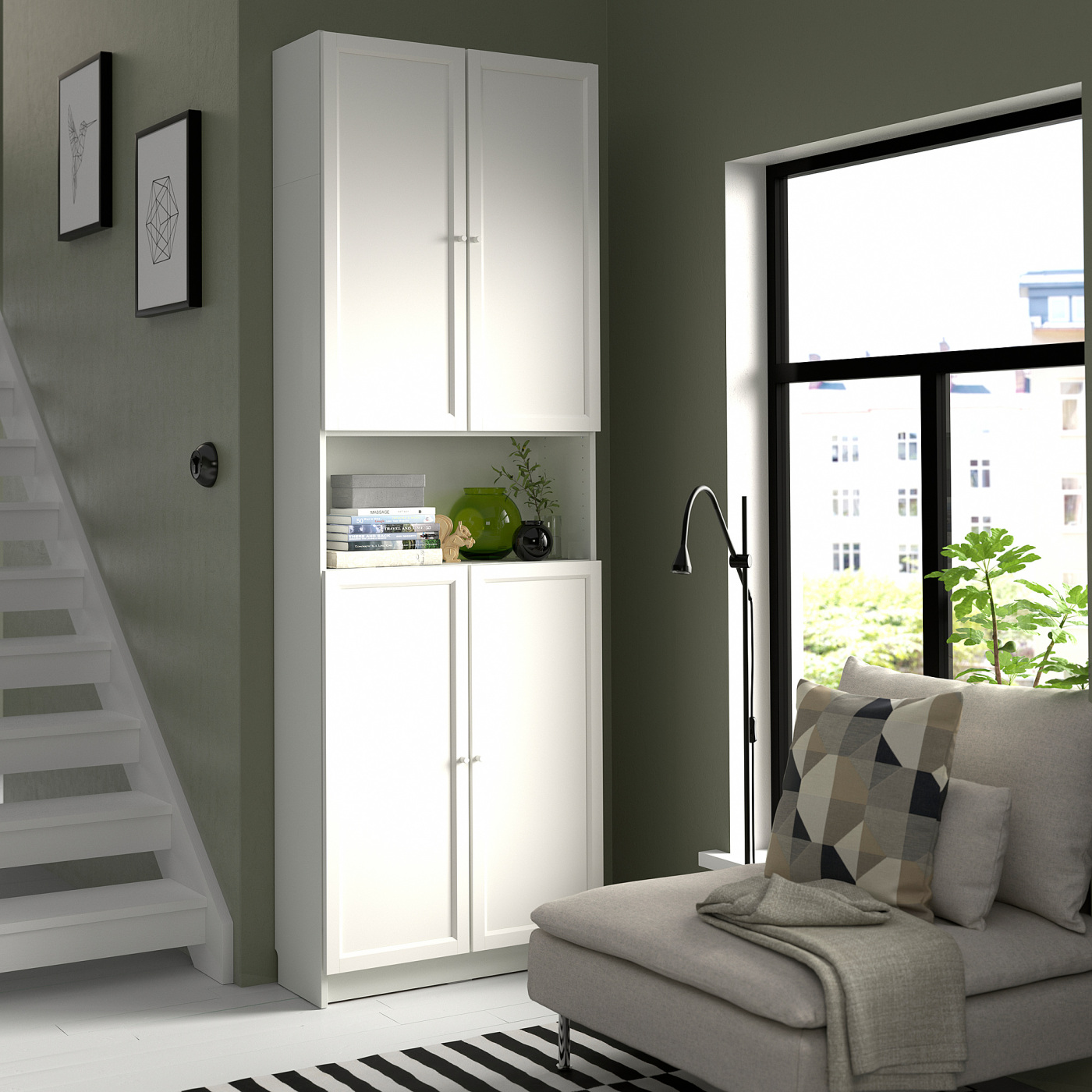 BILLY / OXBERG bookcase w doors/extension unit white - IKEA