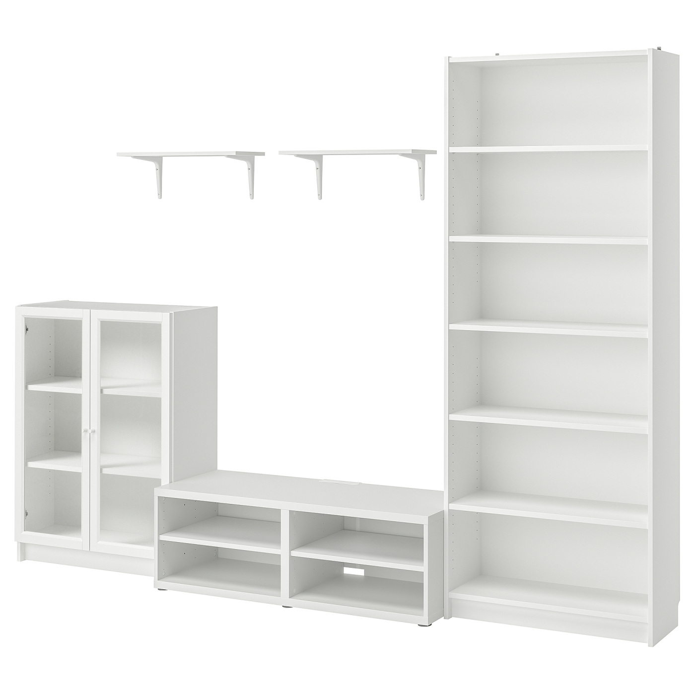 BILLY TV storage combination white clear glass/with wall shelves - IKEA