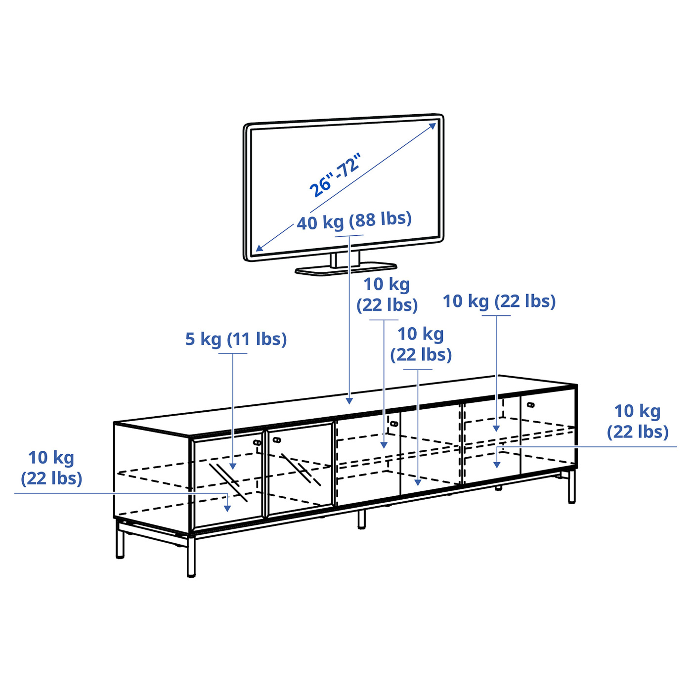 BOASTAD TV bench black/oak veneer - IKEA