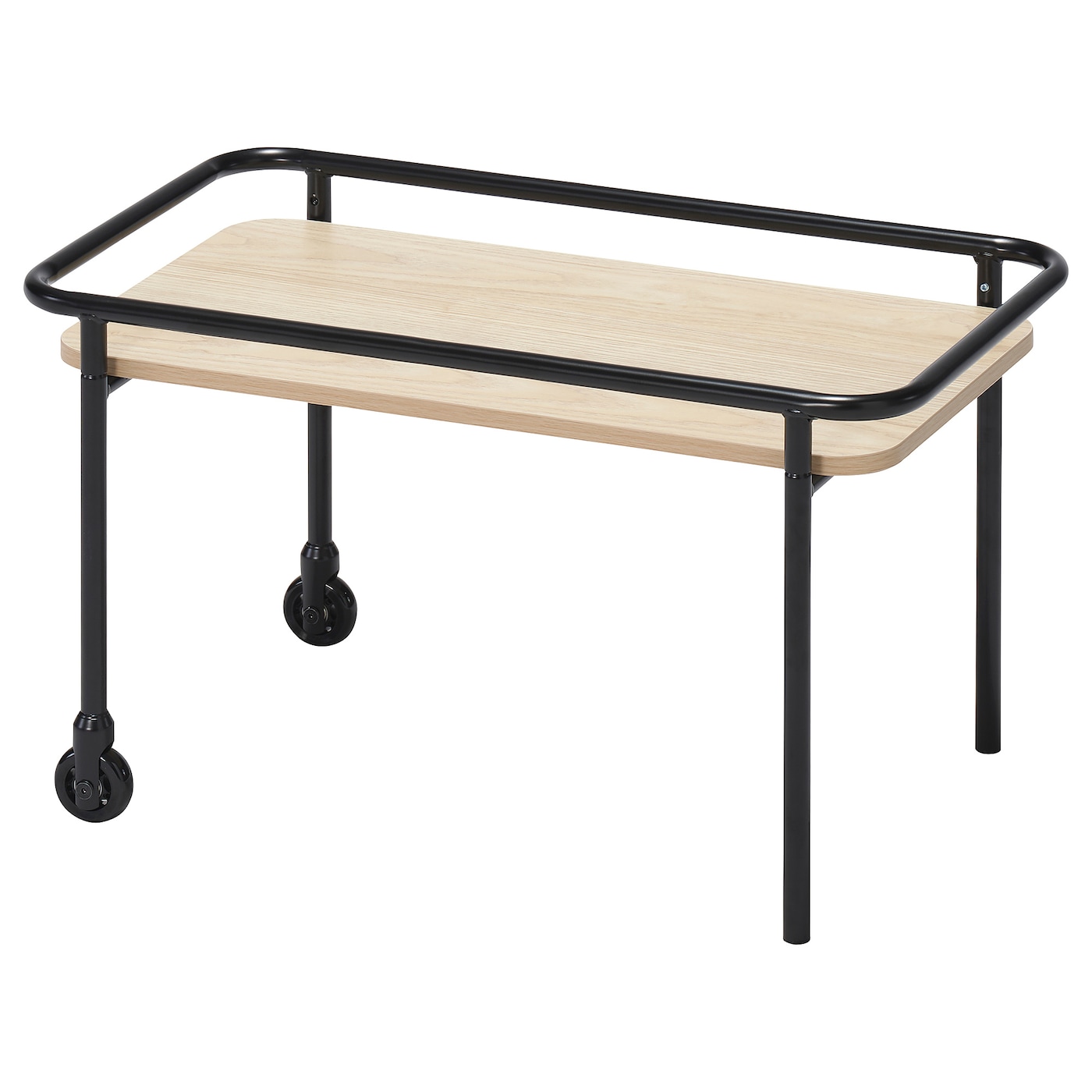 BRÄNNBOLL side table on castors light ash effect/black - IKEA