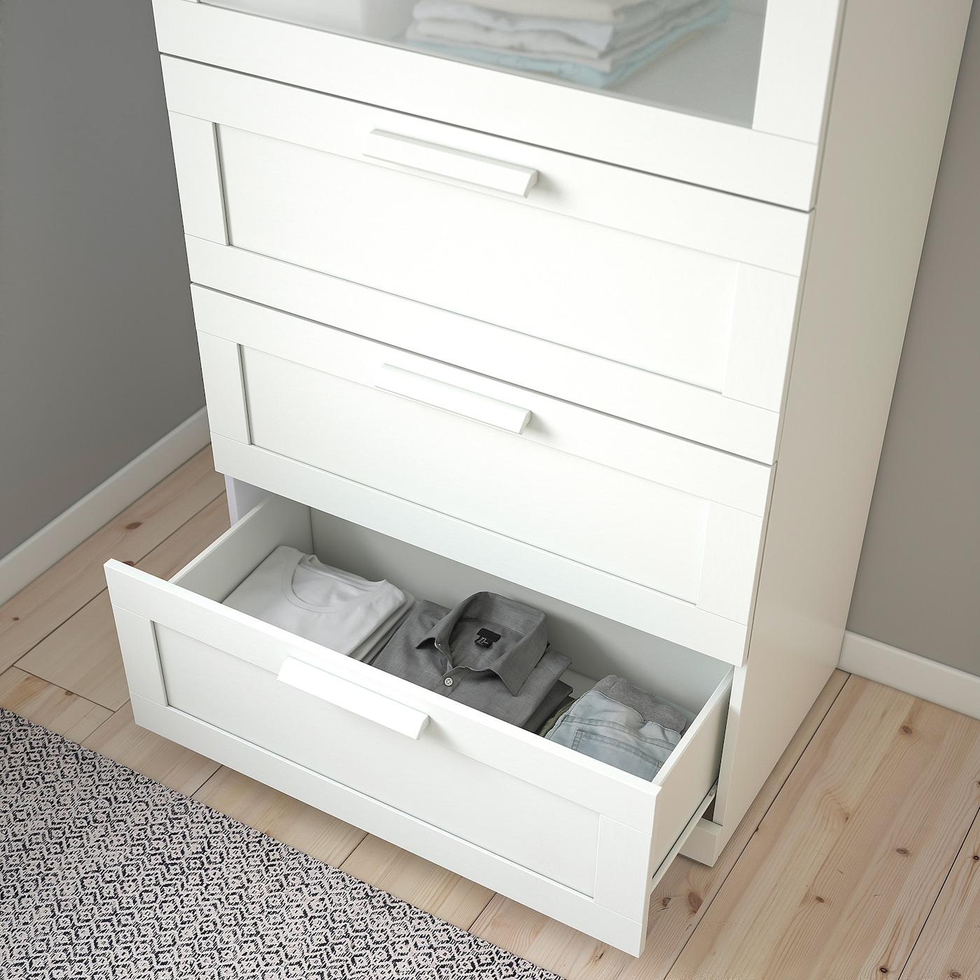 BRIMNES chest of 4 drawers white frosted glass IKEA