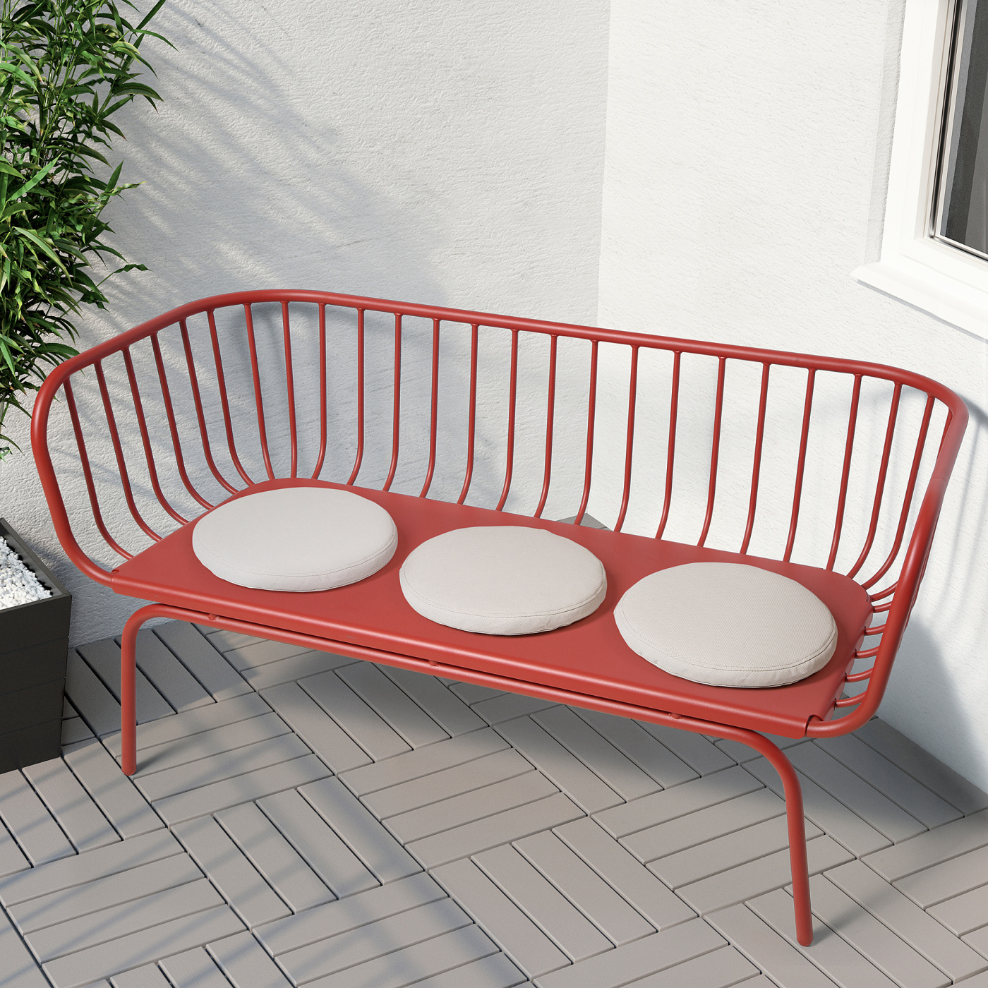 BRUSEN 3-seat sofa, outdoor red - IKEA