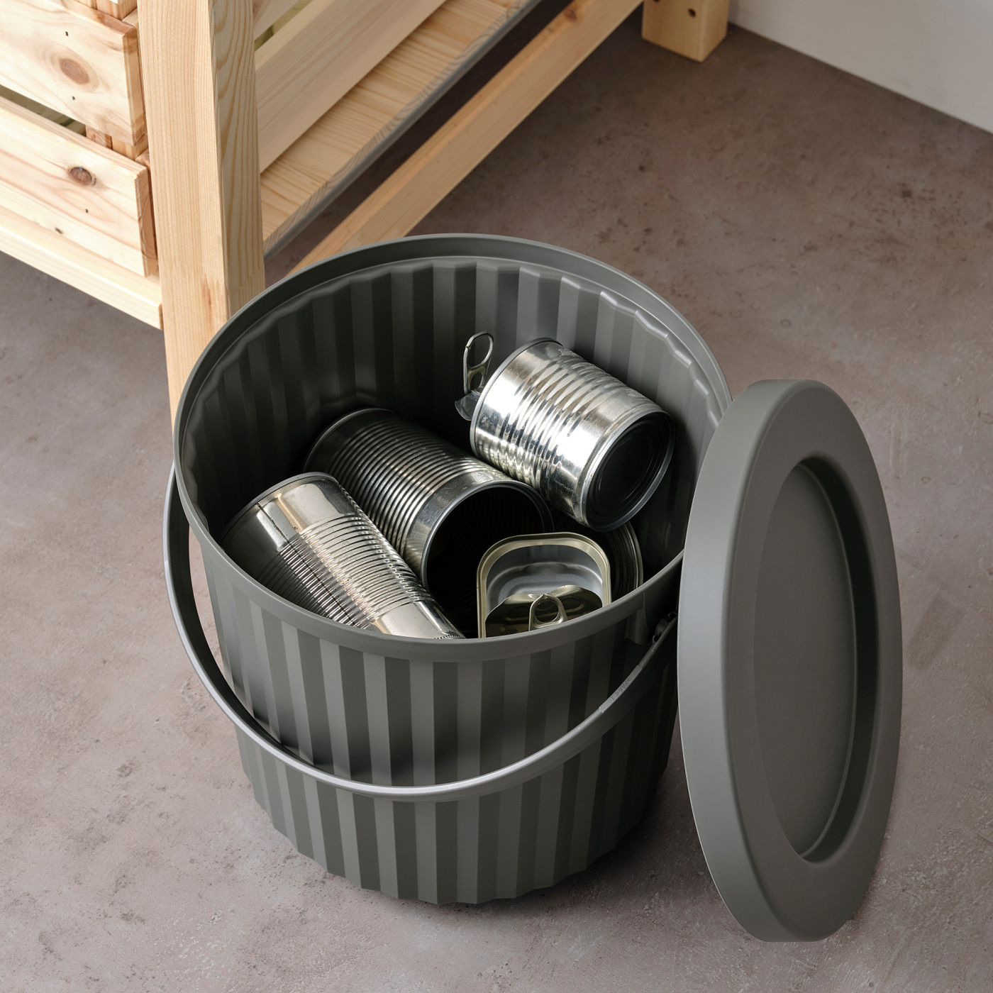 DAMMÄNG bin with lid dark grey - IKEA