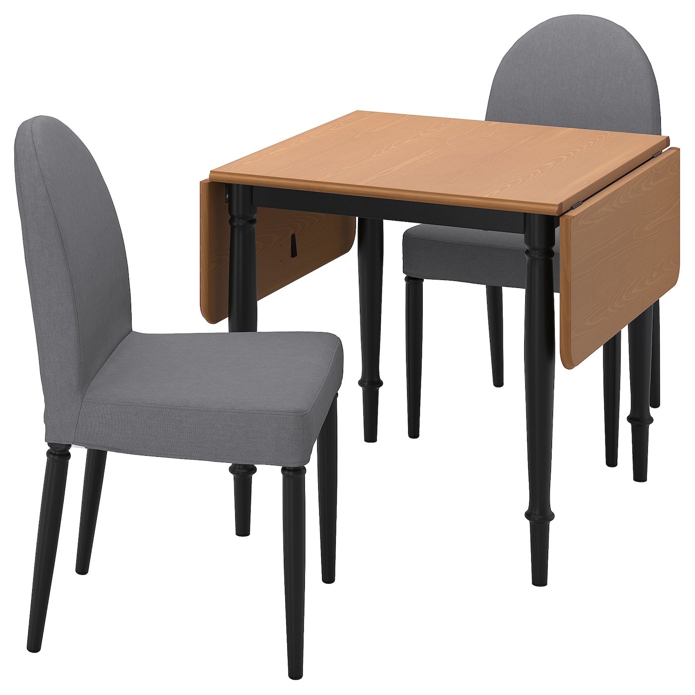 DANDERYD / DANDERYD table and 2 chairs pine veneer black/Vissle grey - IKEA