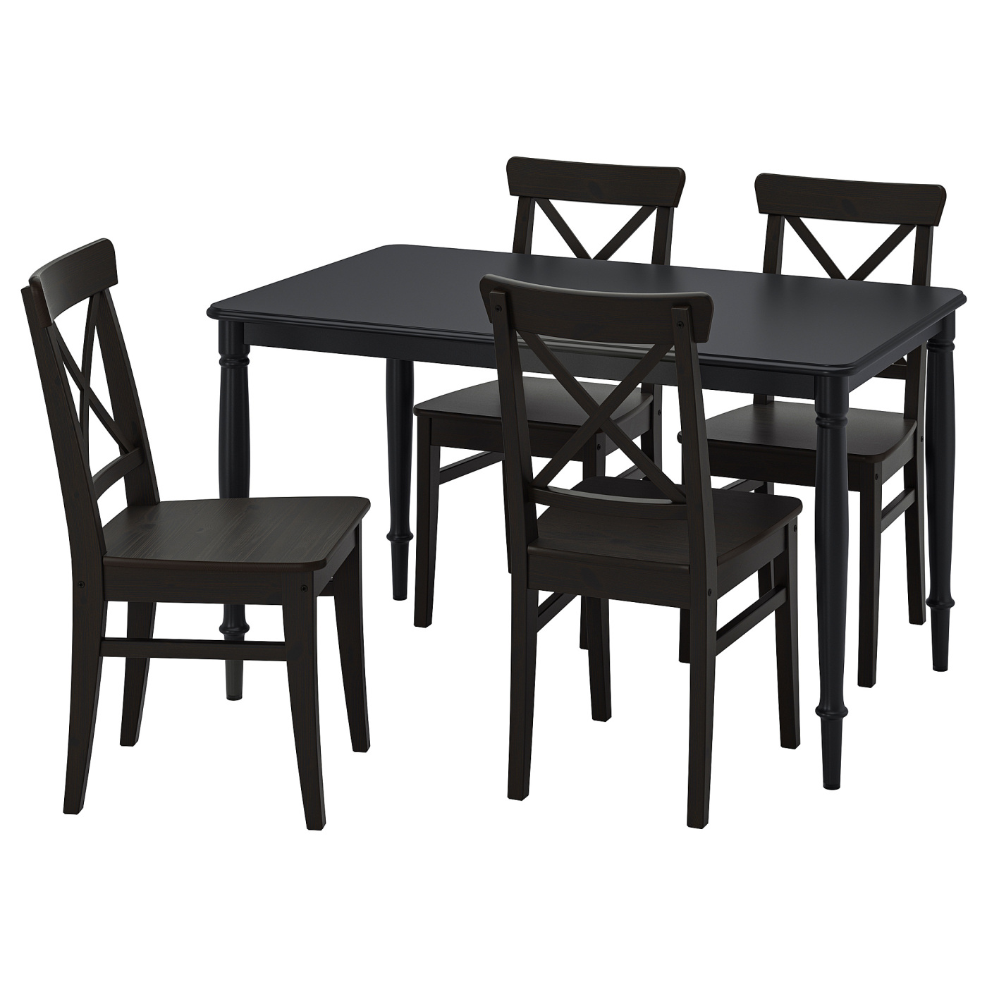 DANDERYD / INGOLF table and 4 chairs black/brown-black - IKEA