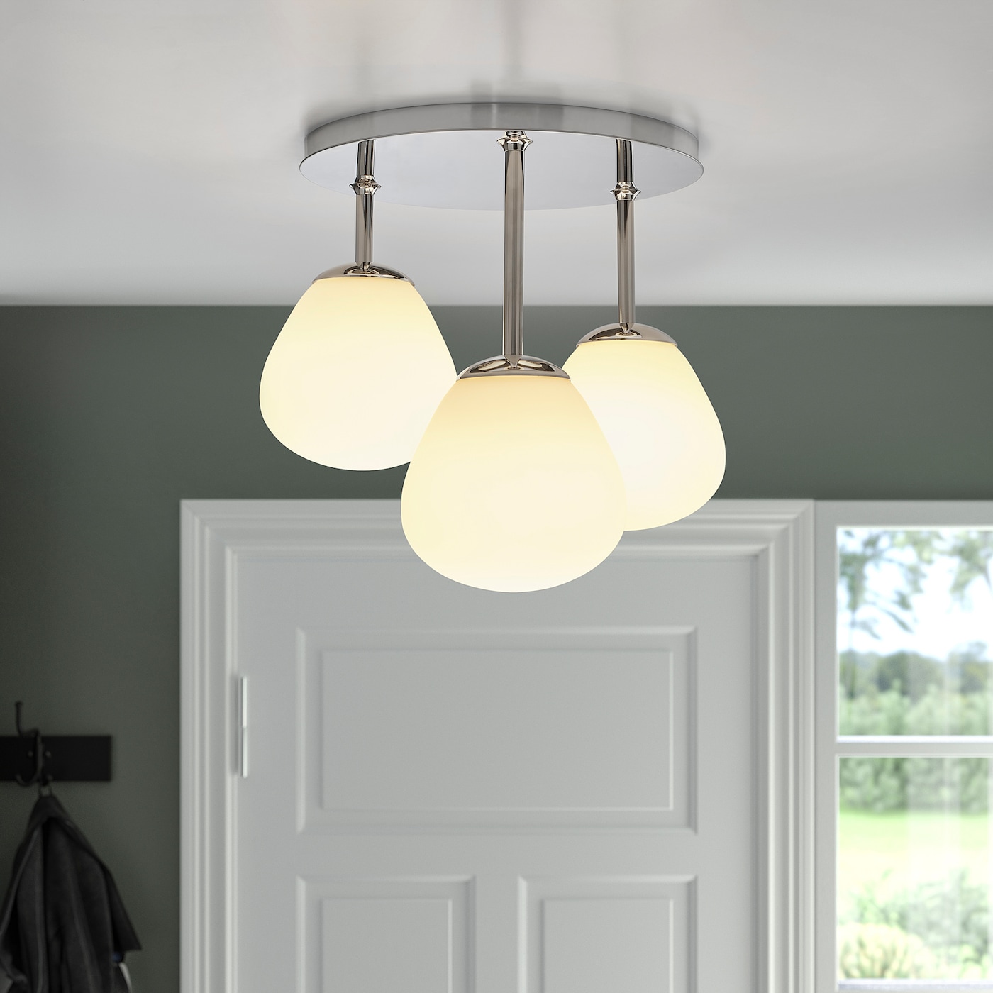 DEJSA ceiling lamp with 3 lamps chrome-plated/opal white glass - IKEA