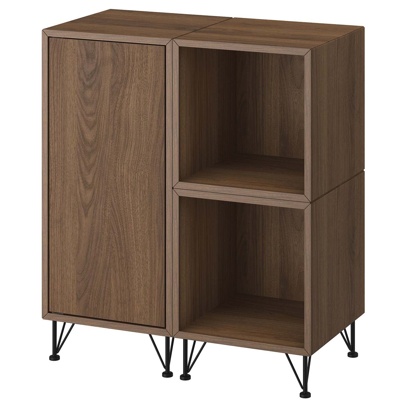 EKET cabinet combination with legs walnut effect/metal black - IKEA