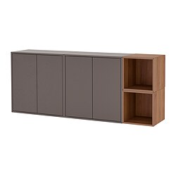 EKET wall-mounted cabinet combination white/walnut effect - IKEA