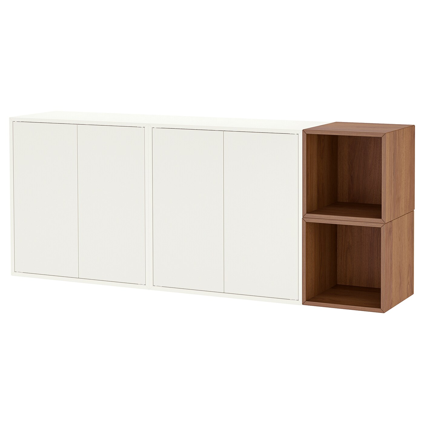 EKET wall-mounted cabinet combination white/walnut effect - IKEA