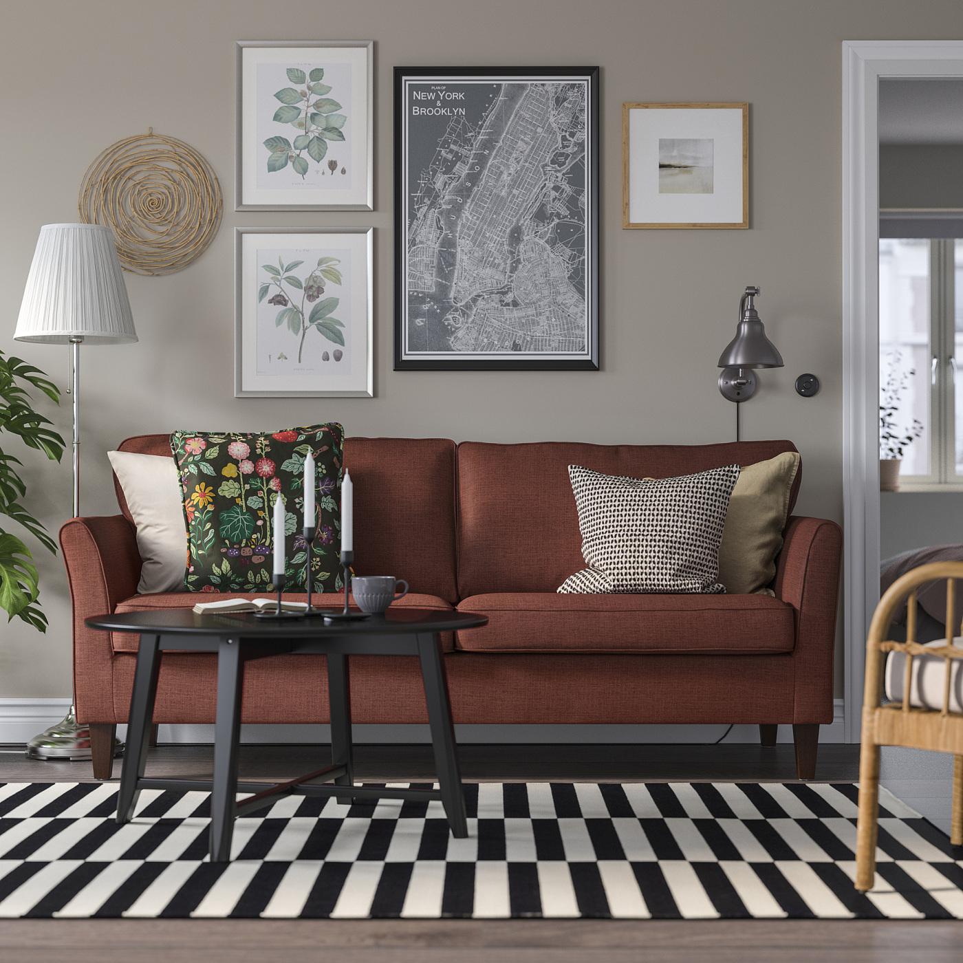 EKHOLMA 3-seat sofa Kilanda brown-red - IKEA