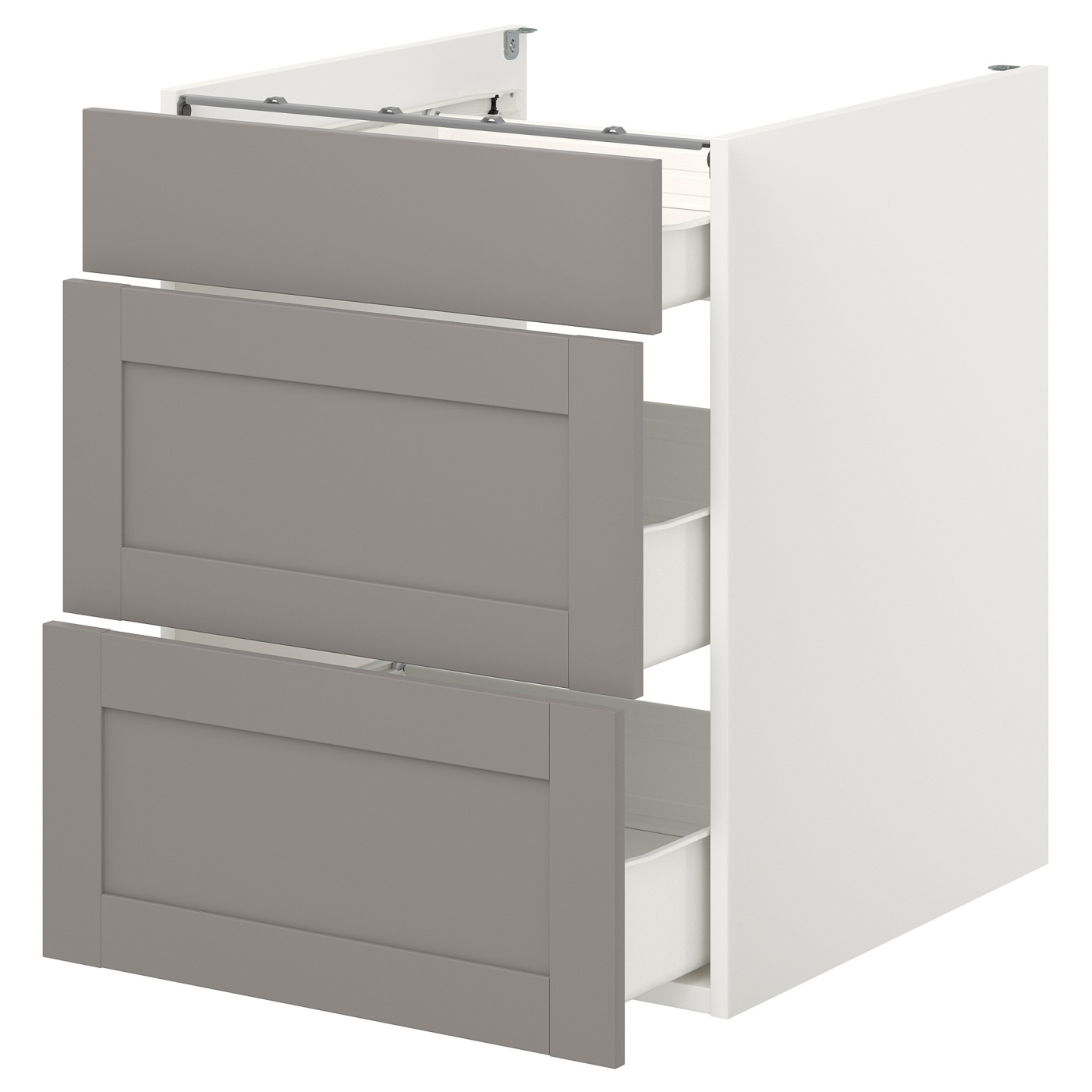 ENHET base cb w 3 drawers white/grey frame - IKEA
