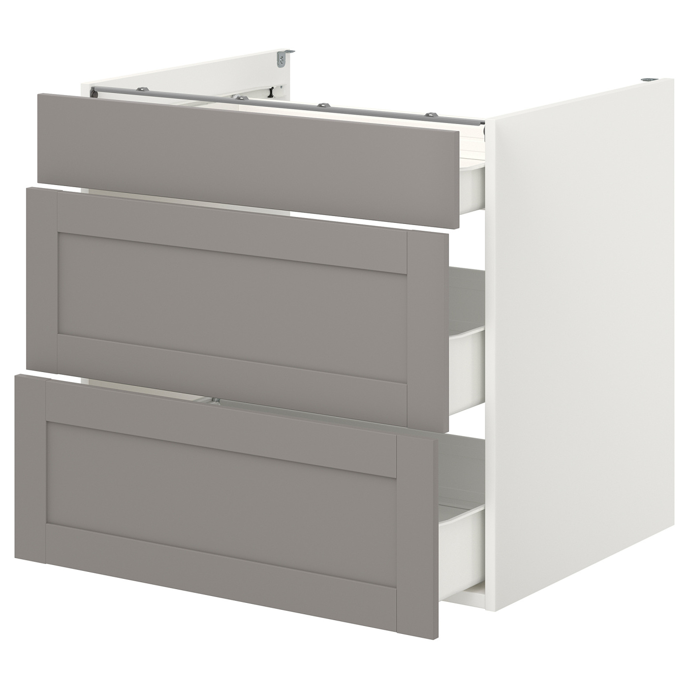 ENHET base cb w 3 drawers white/grey frame - IKEA
