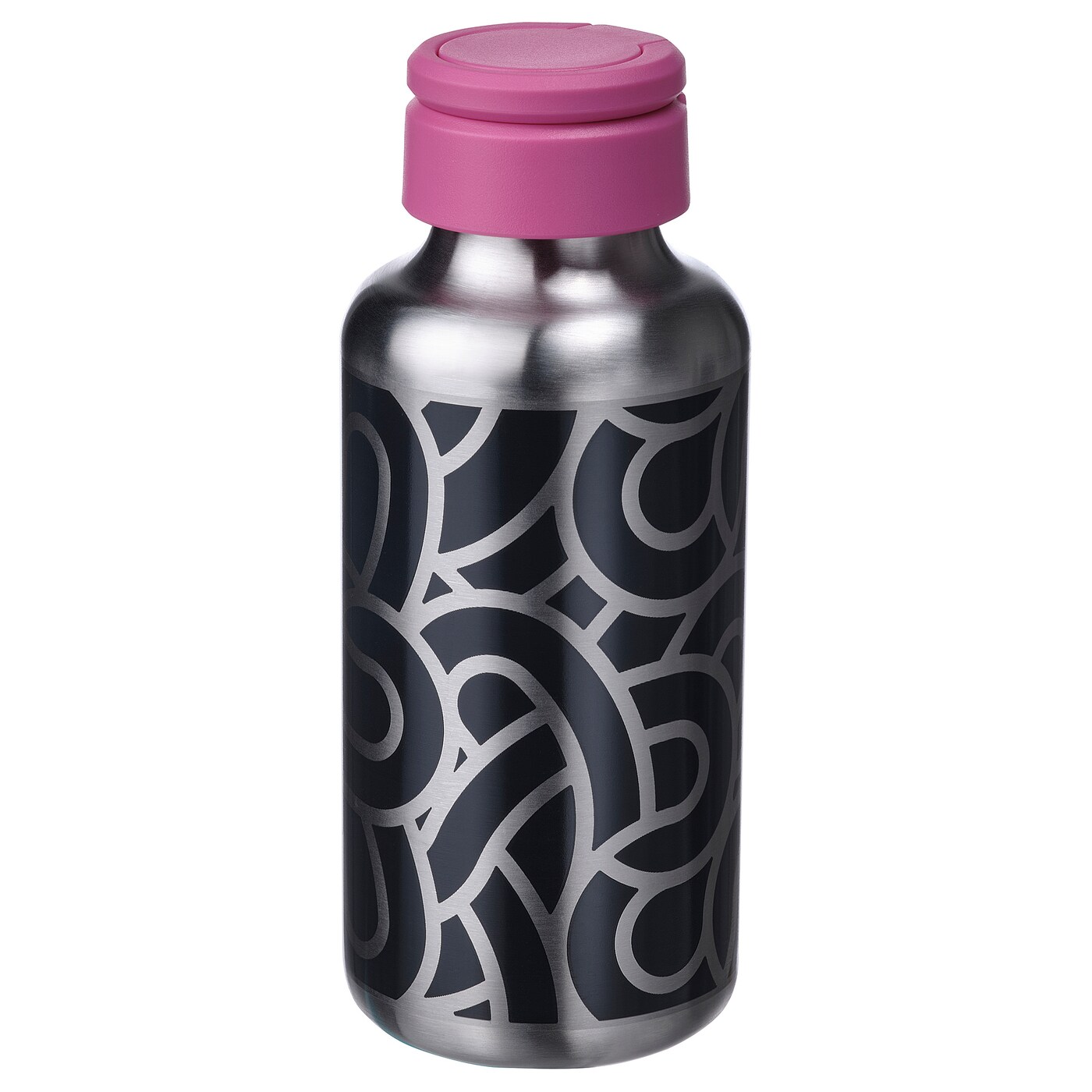 ENKELSPÅRIG water bottle stainless steel patterned/black pink - IKEA