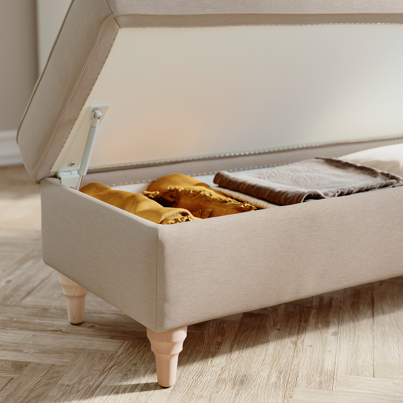 ESSEBODA bench with storage Knäbäck/light beige birch - IKEA