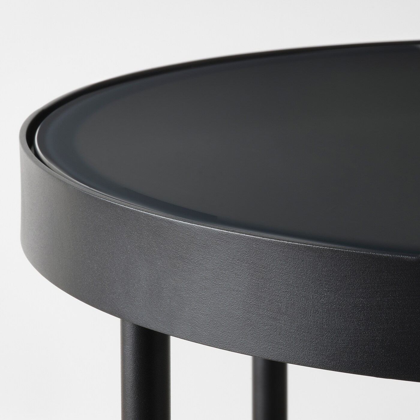 FROTORP side table anthracite marble effect black glass IKEA