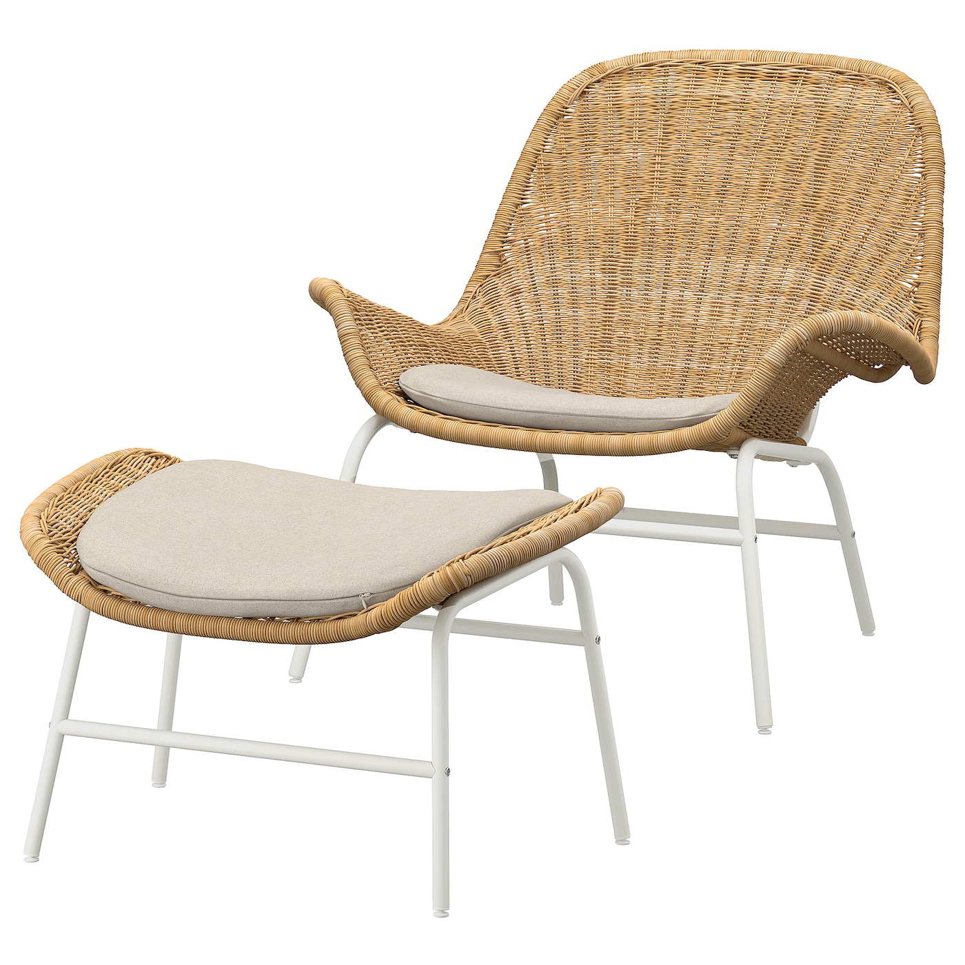 Rattan armchair with footstool store