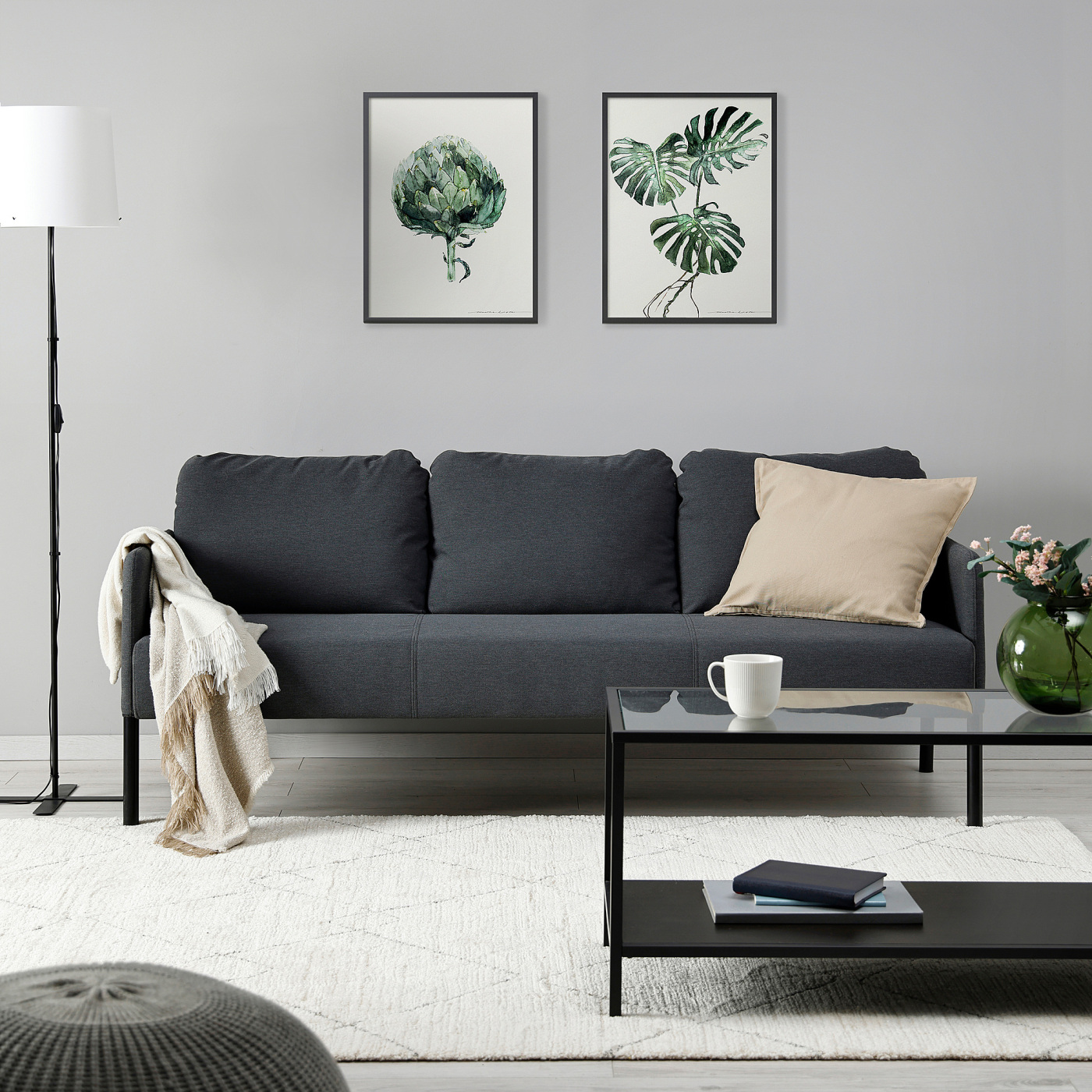 GLOSTAD 3-seat sofa Knisa dark grey - IKEA