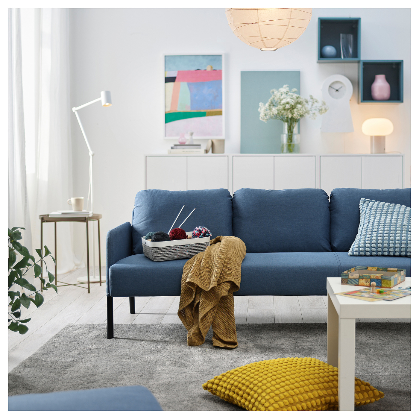 GLOSTAD 3-seat sofa Knisa medium blue - IKEA