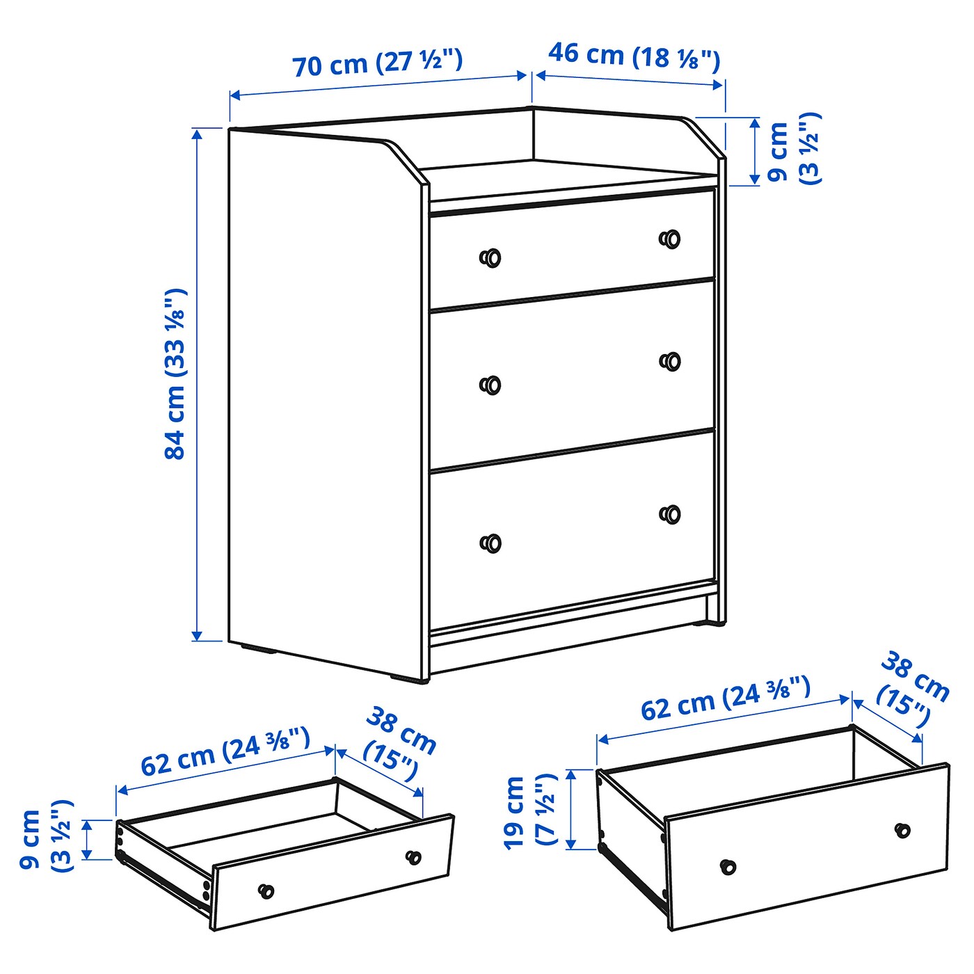 HAUGA chest of 3 drawers beige IKEA