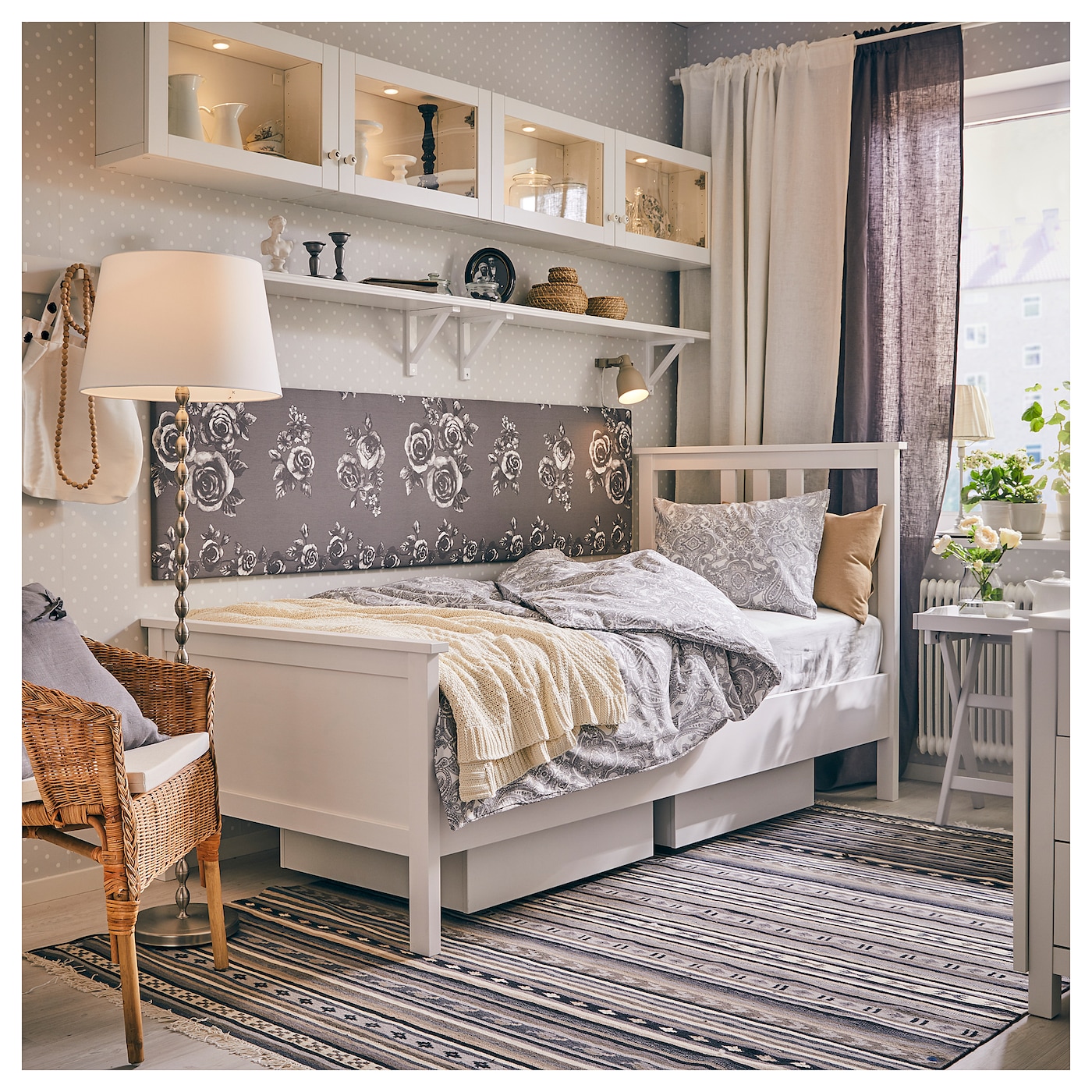 HEMNES bed frame white stain Luroy IKEA