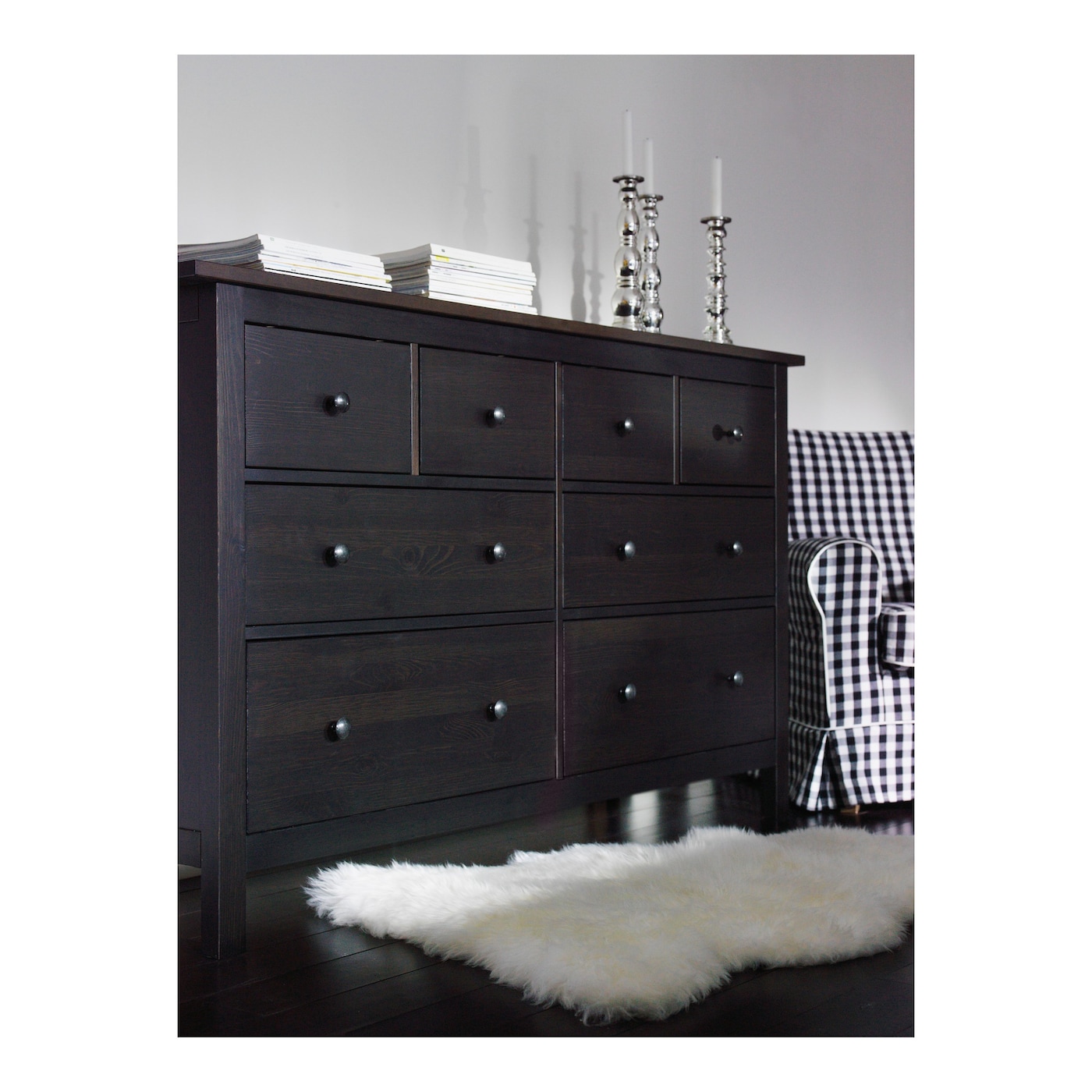 HEMNES chest of 8 drawers black brown IKEA