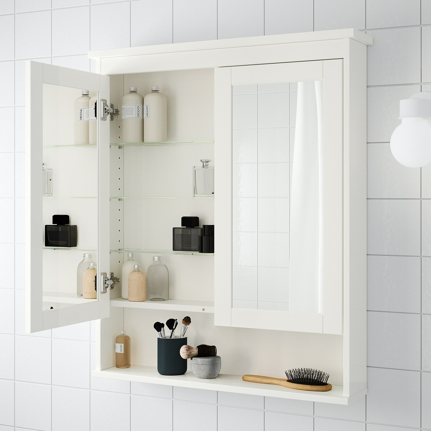 HEMNES mirror cabinet with 2 doors white IKEA