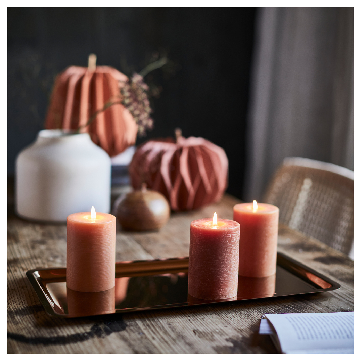 HÖSTAGILLE unscented pillar candle mixed colours - IKEA