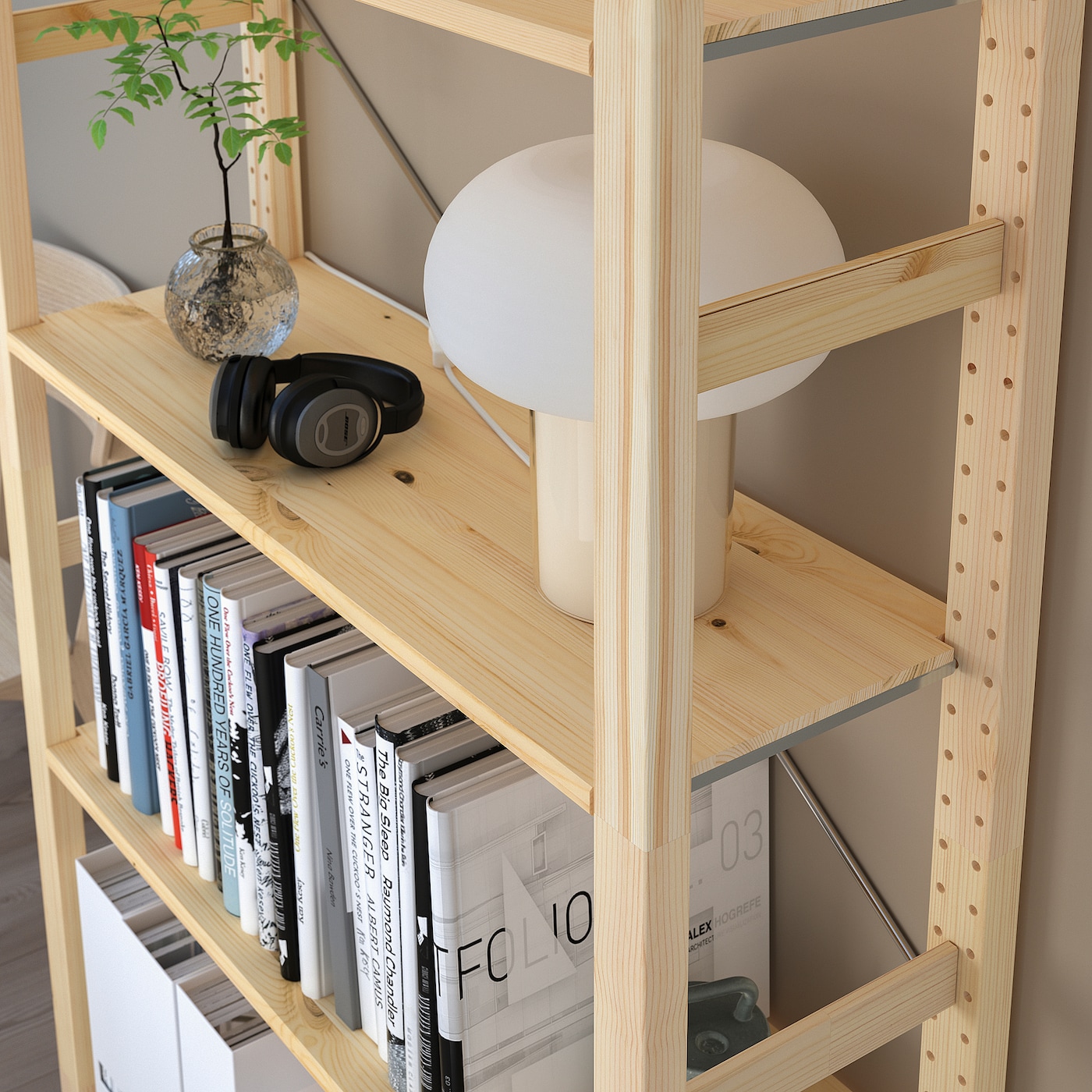 Ikea wooden rack shelves store