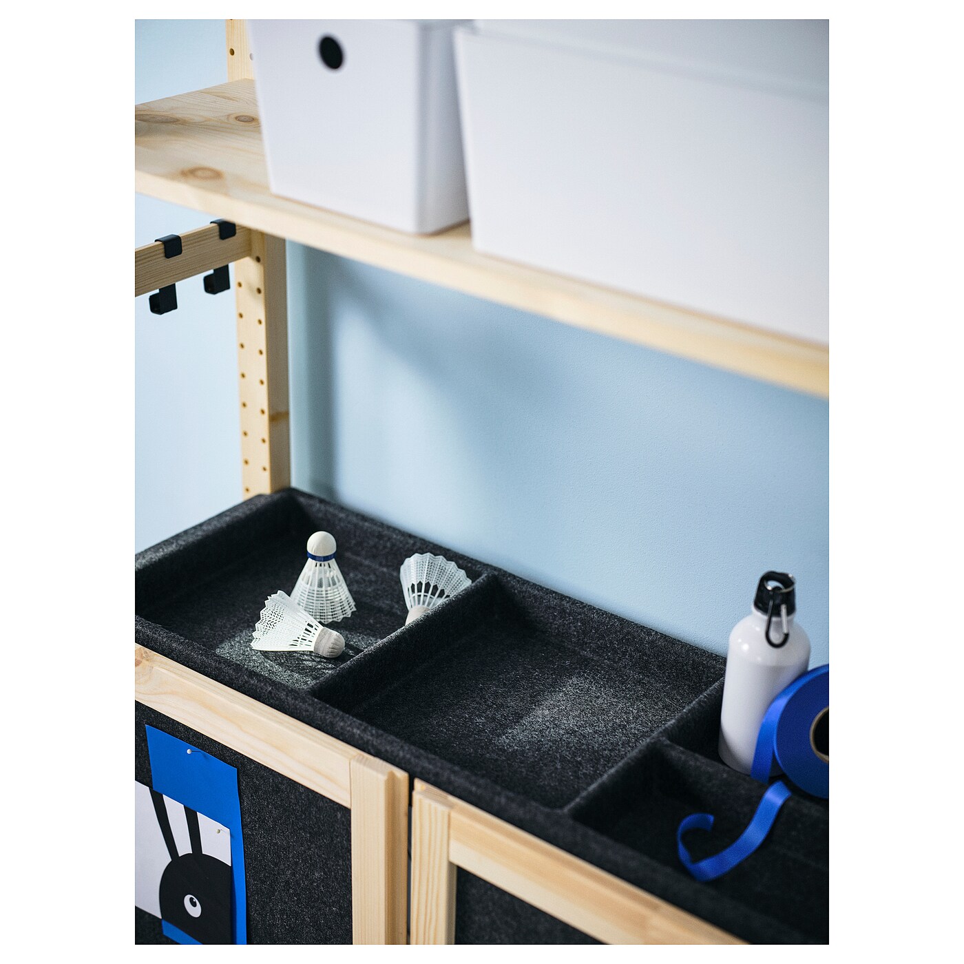 IVAR shelving unit with doors pine/felt - IKEA