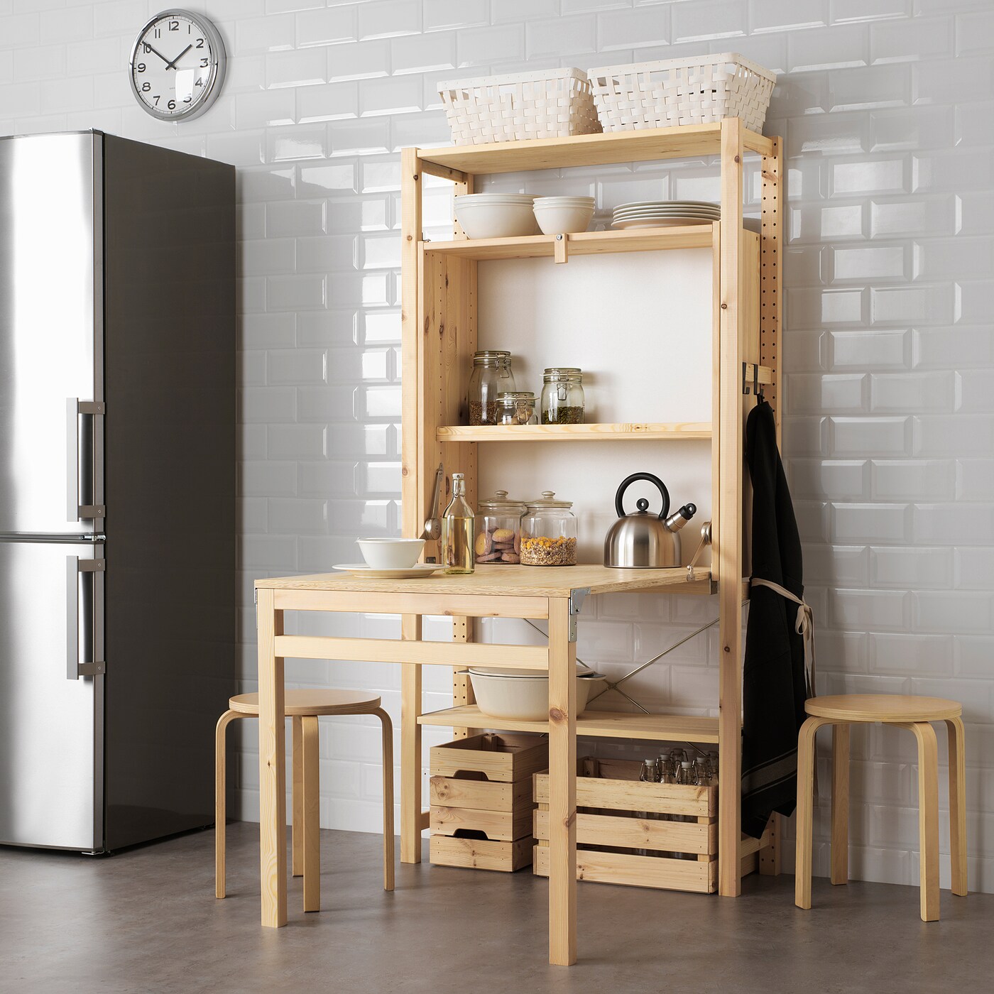 IVAR storage unit with foldable table pine - IKEA