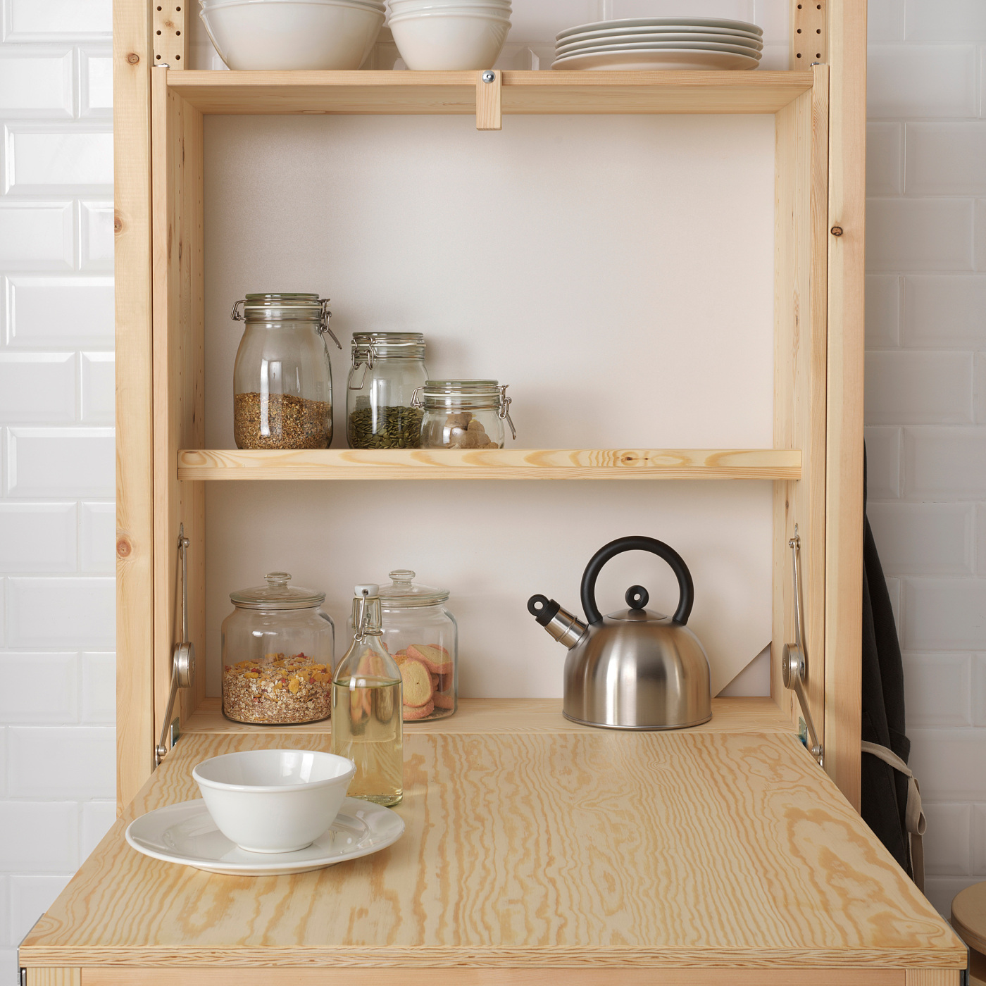 IVAR storage unit with foldable table pine - IKEA