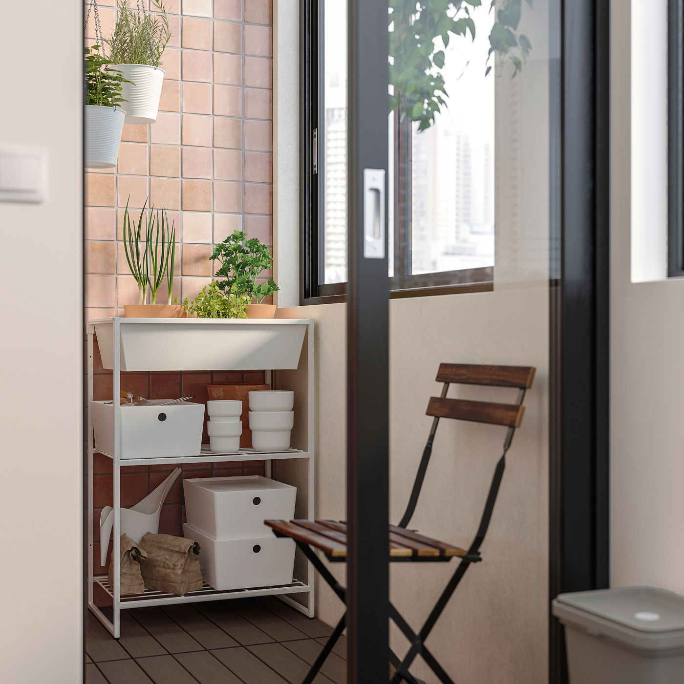 JOSTEIN shelving unit with container in/outdoor/wire white - IKEA