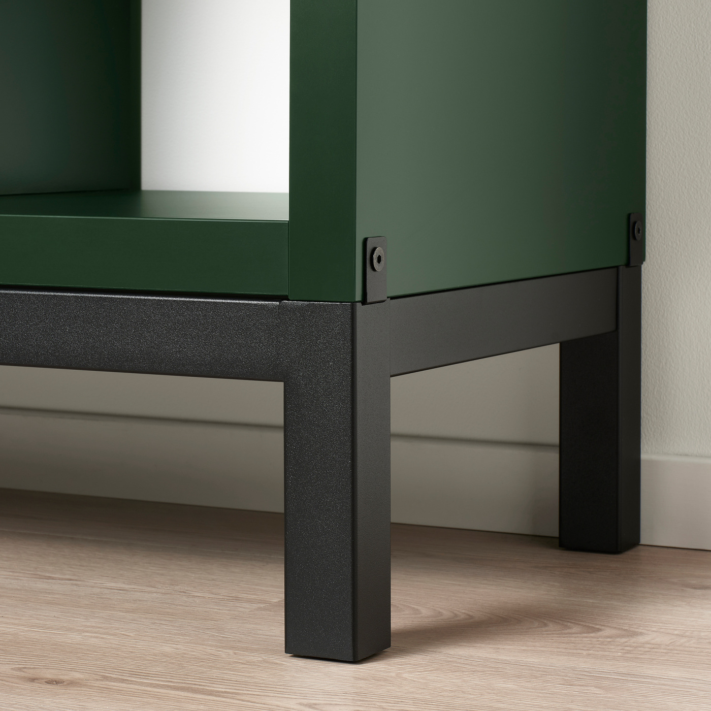 KALLAX shelving unit with underframe dark green/black - IKEA
