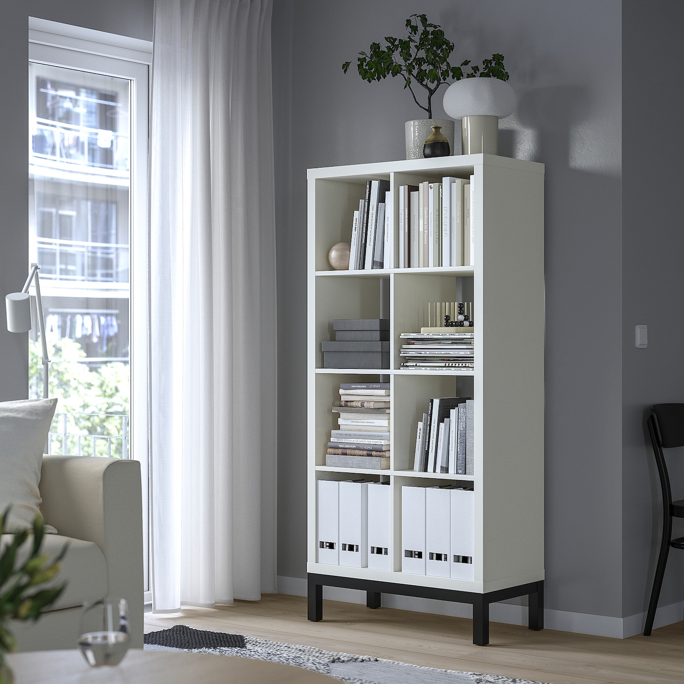 KALLAX shelving unit with underframe white/black - IKEA