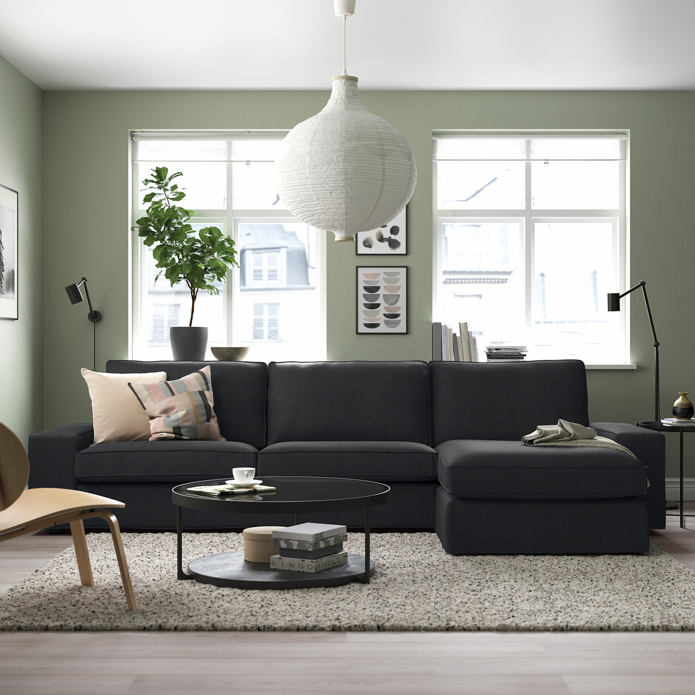 KIVIK 4-seat sofa with chaise longue Tresund anthracite - IKEA