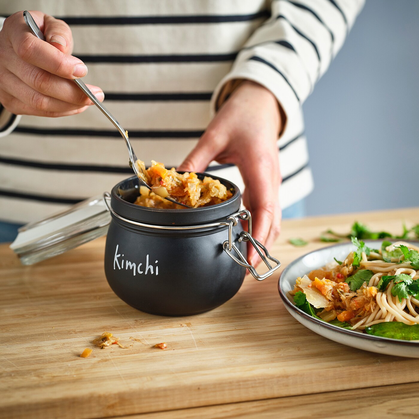 KORKEN jar with lid clear glass/black - IKEA