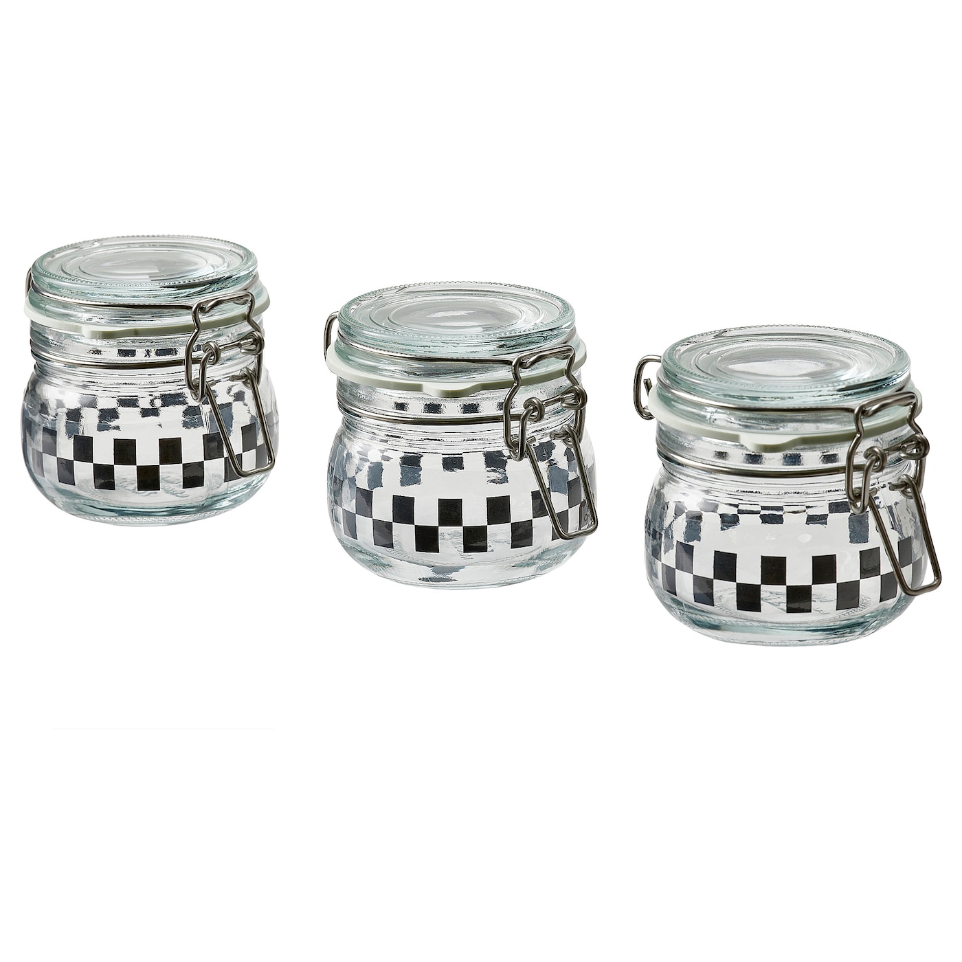 KORKEN jar with lid clear glass/check pattern black - IKEA