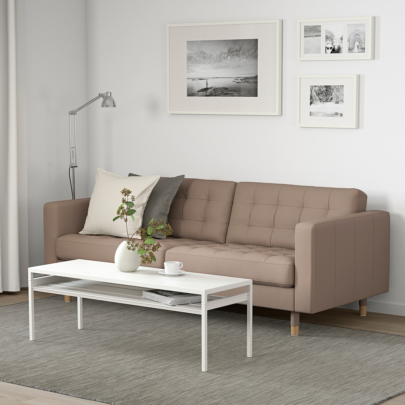 LANDSKRONA 3 seat sofa Grann Bomstad dark beige wood IKEA